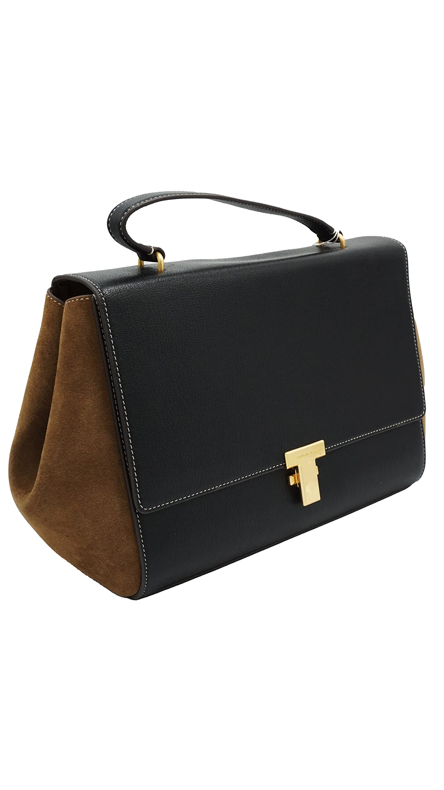 Tory Burch 80166 Black/Gold Hardware Juliette Suede/Leather Women's Satchel Bag