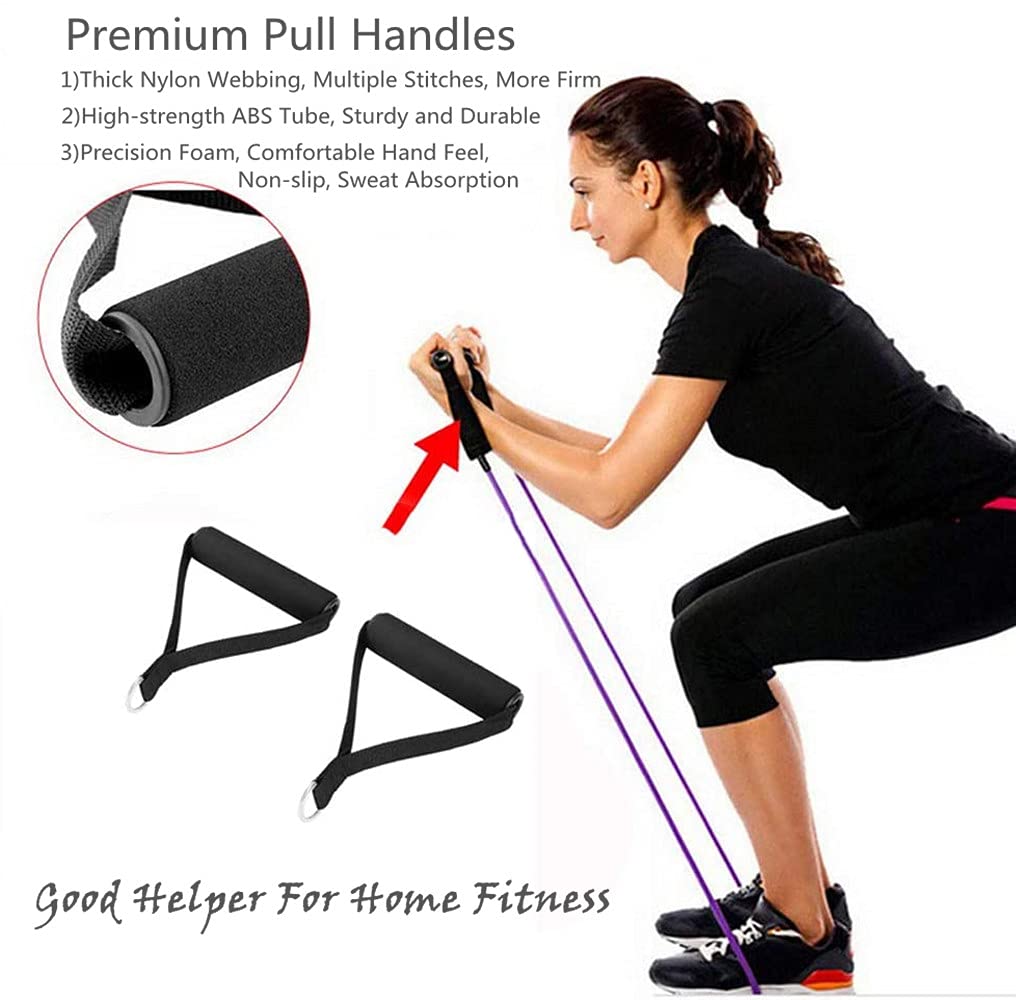 Premium Exercise Pull Handles, Resistance Bands Handle, Fitness Handle, Workout Handles Dense Foam Wrap Handle Replacement Fitness Equipment for Pilates, Yoga, Strength Training(a Pair,Black
