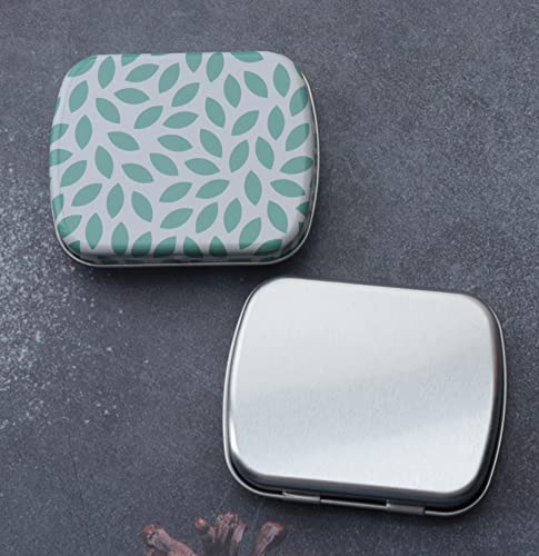 Ruwado 4 Pcs Small Storage Box Metal 6 x 5 x 1.5 cm Rectangle Empty Hinged Tins with Lid Organizers Containers for Earring Crafting Jewely Pills Home Hooks Small Items (Leaves)