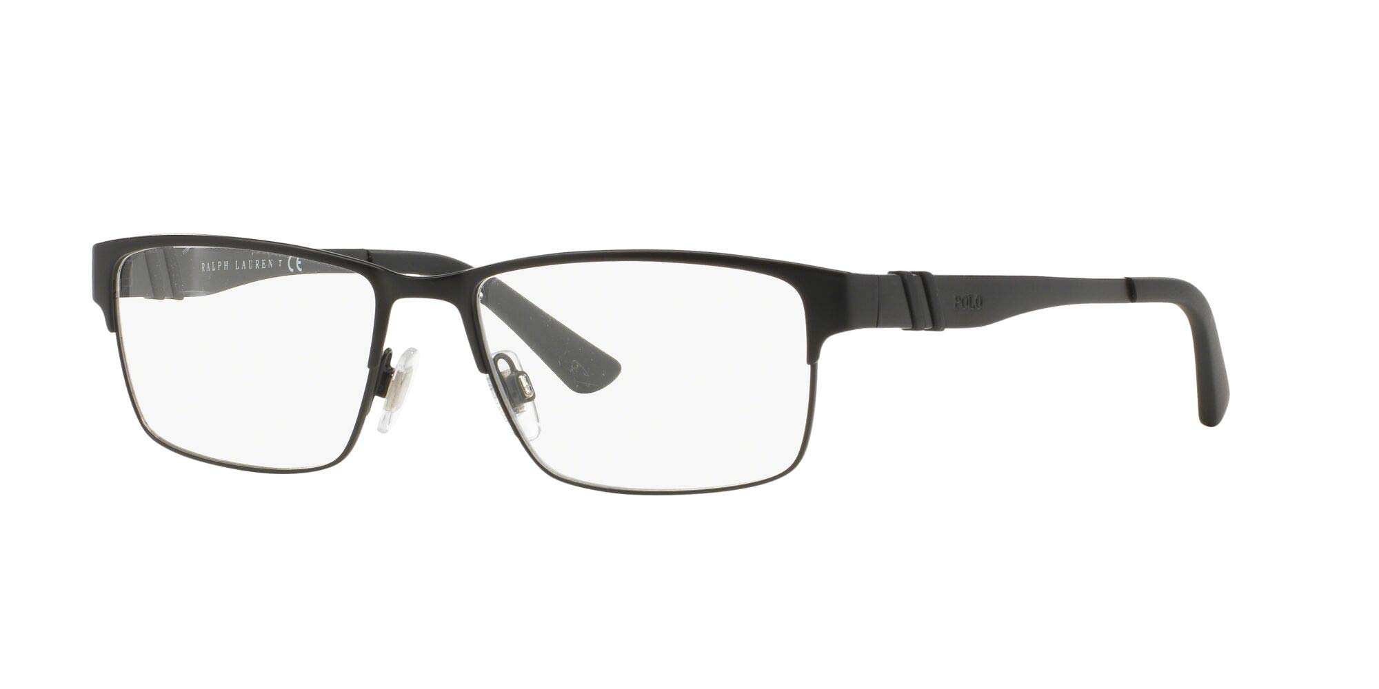 Polo Ralph Lauren Men's PH1147 Rectangular Prescription Eyewear Frames, Matte Black/Demo Lens, 56 mm