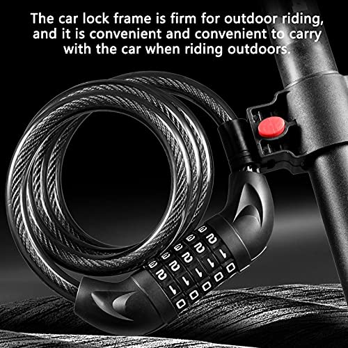 UFFD Bike Lock Cable,4 Feet High Security 5 Digit Resettable Combination Coiling Bicycle Cable Lock,Bike Cable Lock for Bicycle Outdoo (Color : Pink, Size : 125CM)