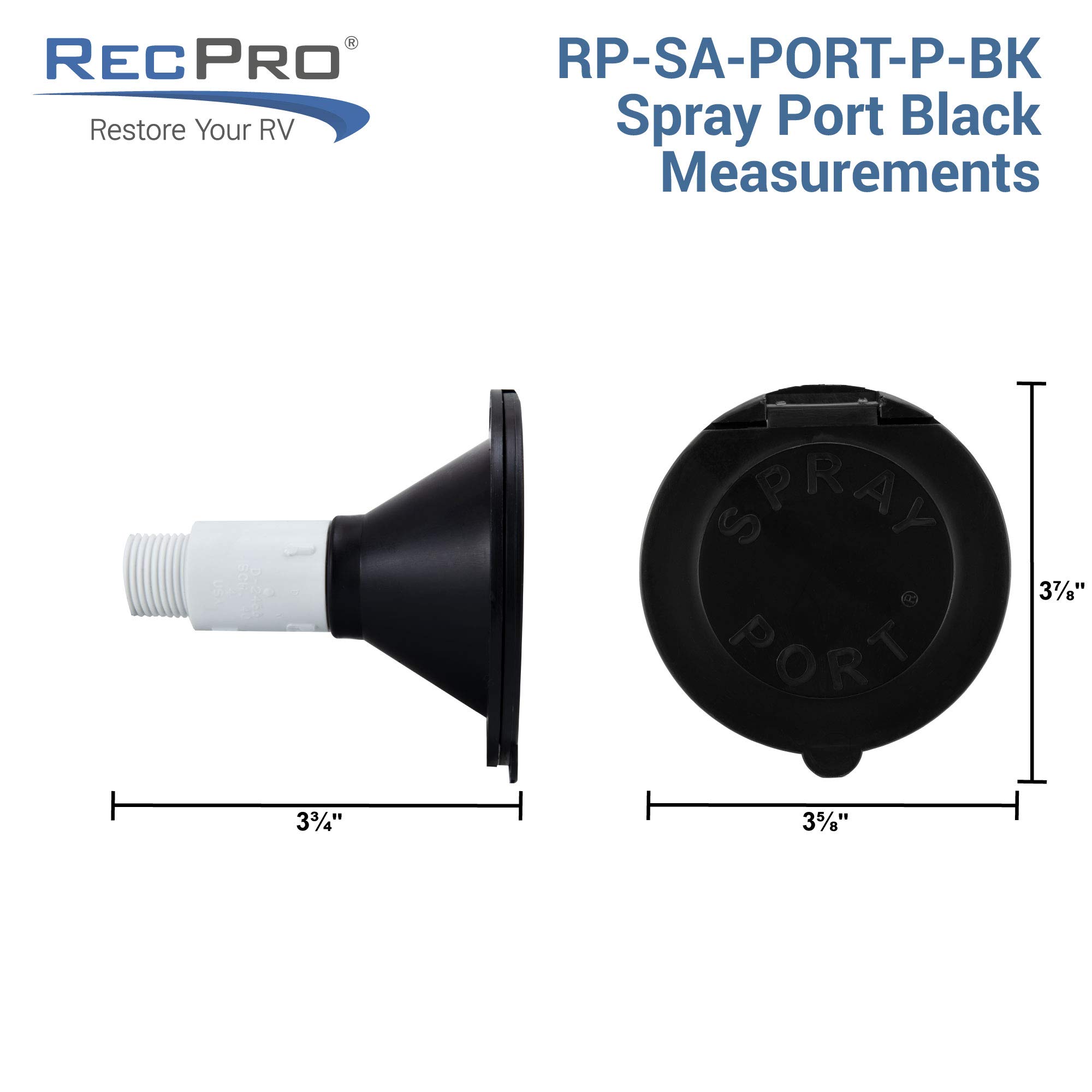 RecPro RV Exterior Spray Port Hook-Up Connector | Optional Hose with Sprayer or Quick Connector | RV Exterior Shower Port (Black, 15' Hose and Sprayer)