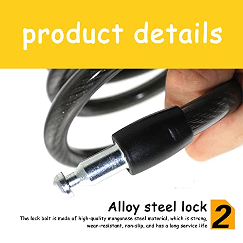 UFFD Bike Lock, Bike Locks Cable Lock,Coiled Secure Keys Bike Cable Lock with Mounting Bracket, 1/2 Inch Diameter (Color : Green, Size : 12MM/120CM)