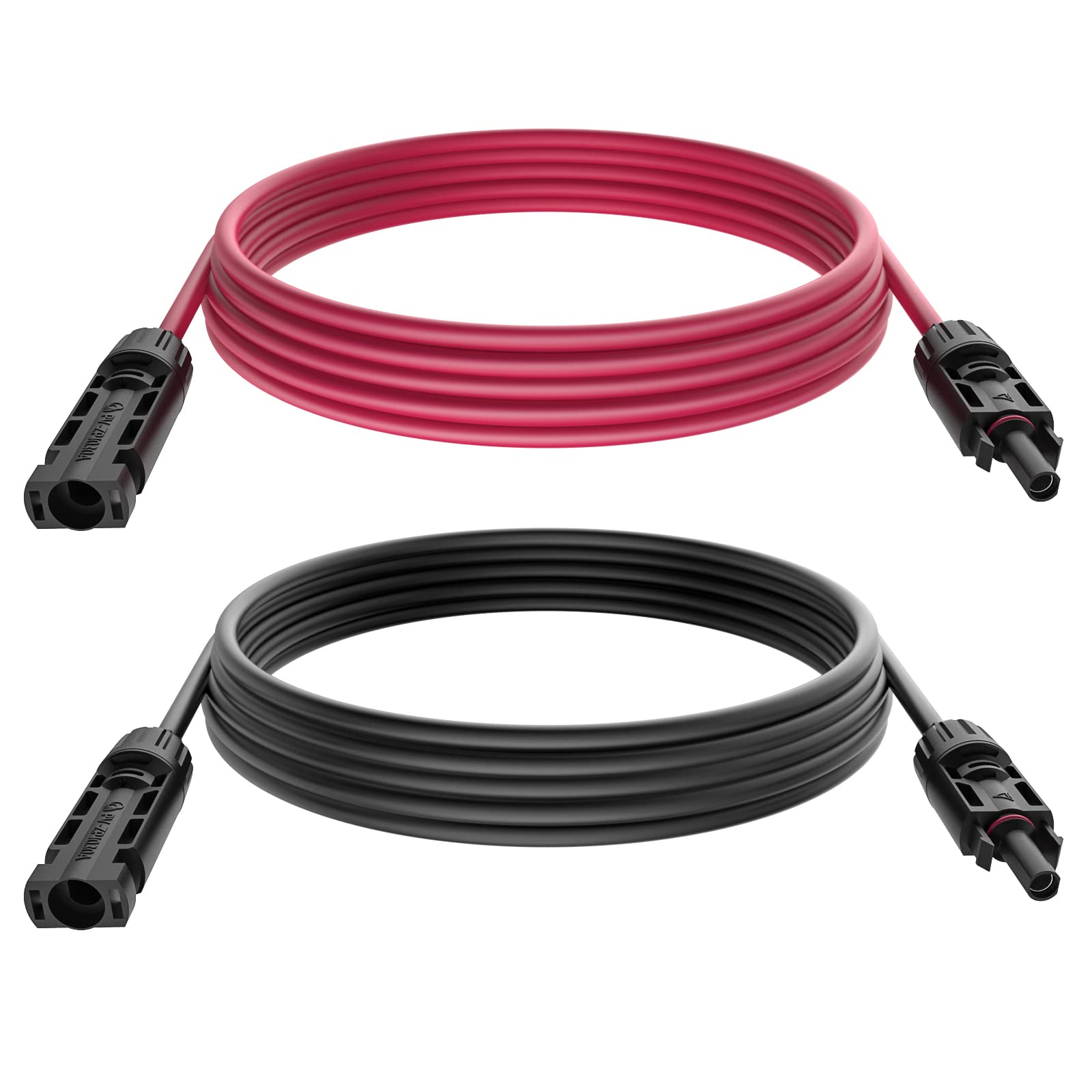 Solar Panel Extension Cable - 16 Feet 12AWG(3.3mm²) Solar Extension Cable with Female and Male Connector Solar Panel Wiring Wire Adapter (16FT Red + 16FT Black)