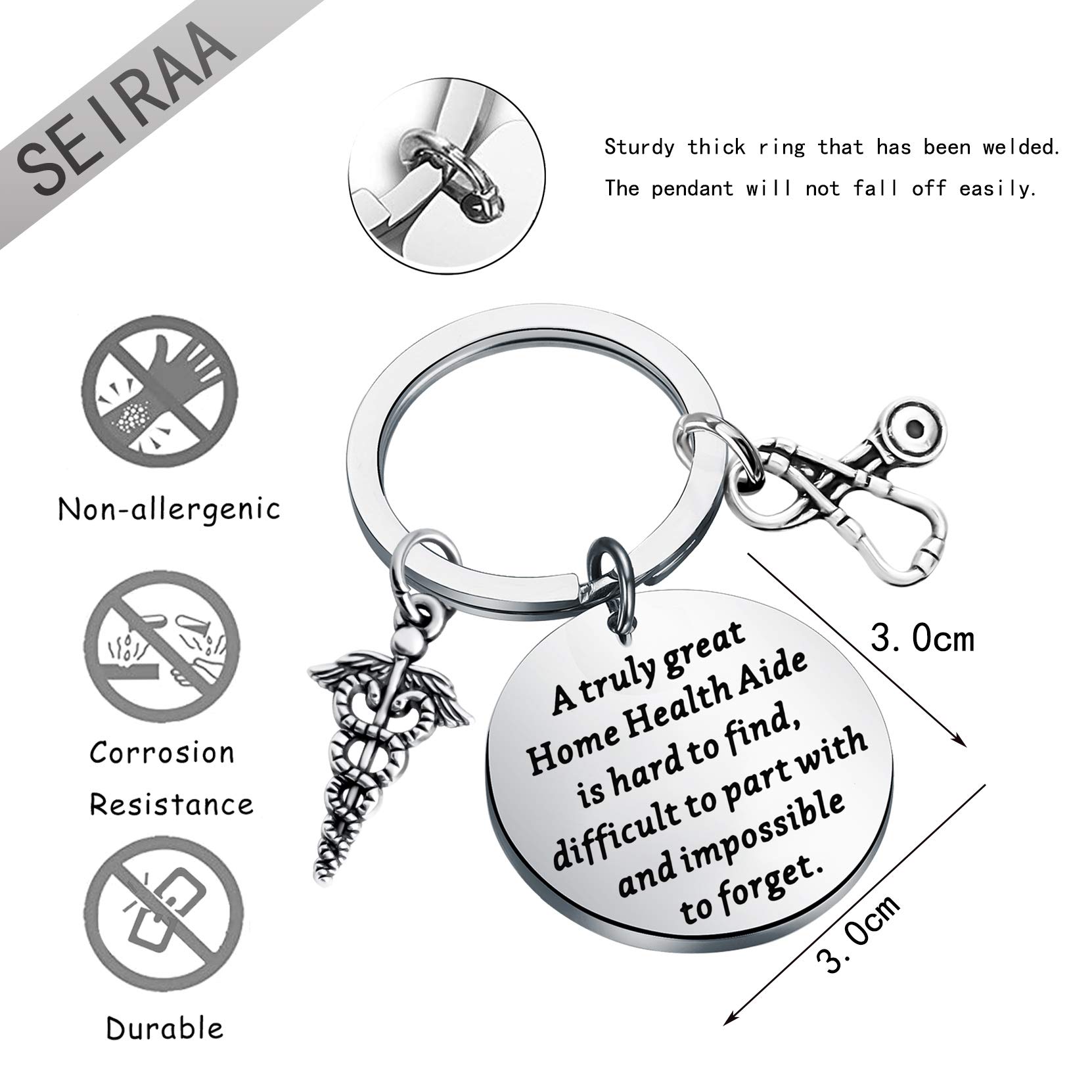 SEIRAA Home Health Aide Gifts A Truly Great Home Health Aide is Hard to Find Keychain Gift for Nurse Practitioner Nurses Aide (Home Health Aide keychain)