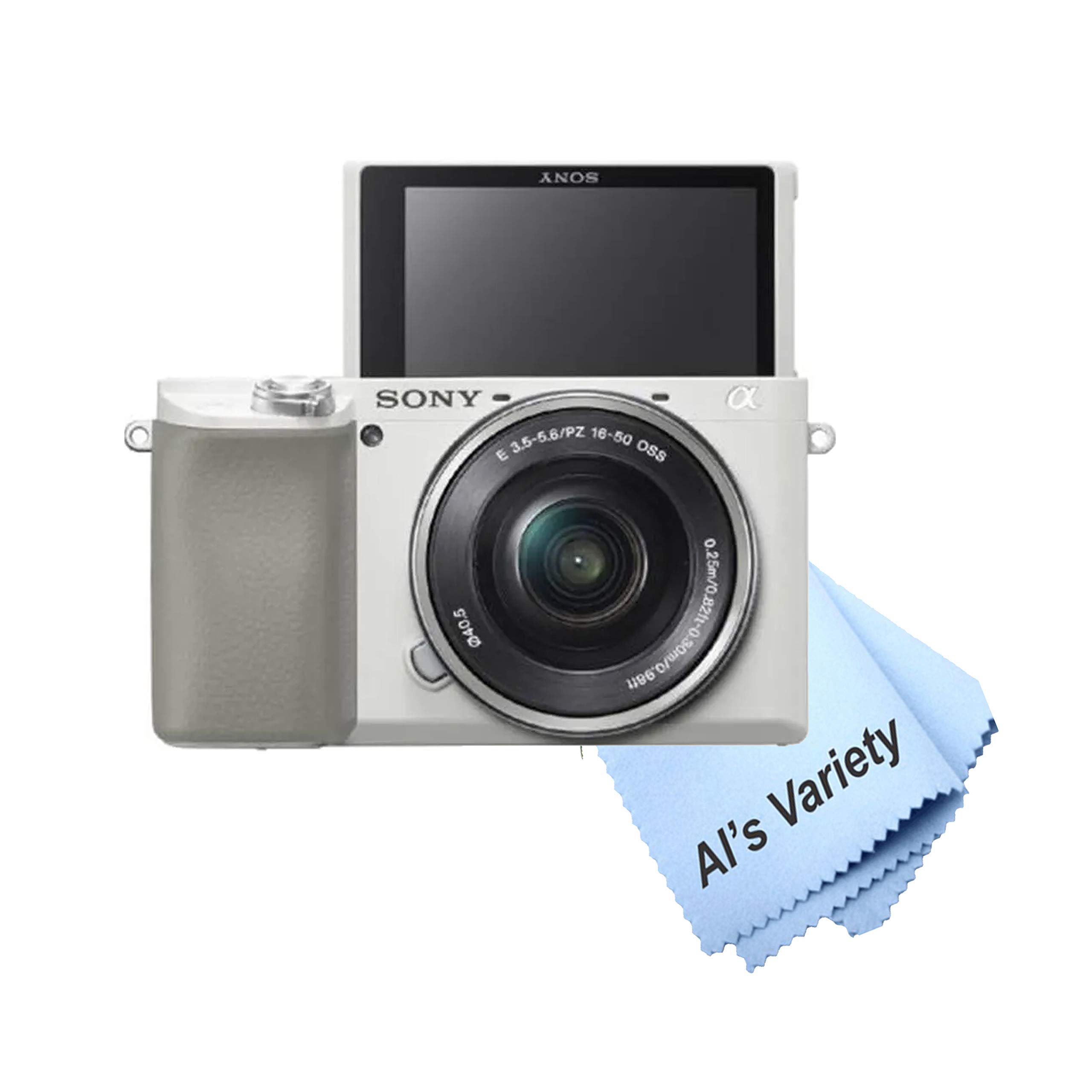 Sony Alpha a6100 (White) Mirrorless Digital Camera with 16-50mm Lens + 32GB Card, Tripod, Case, and More (18pc Bundle)
