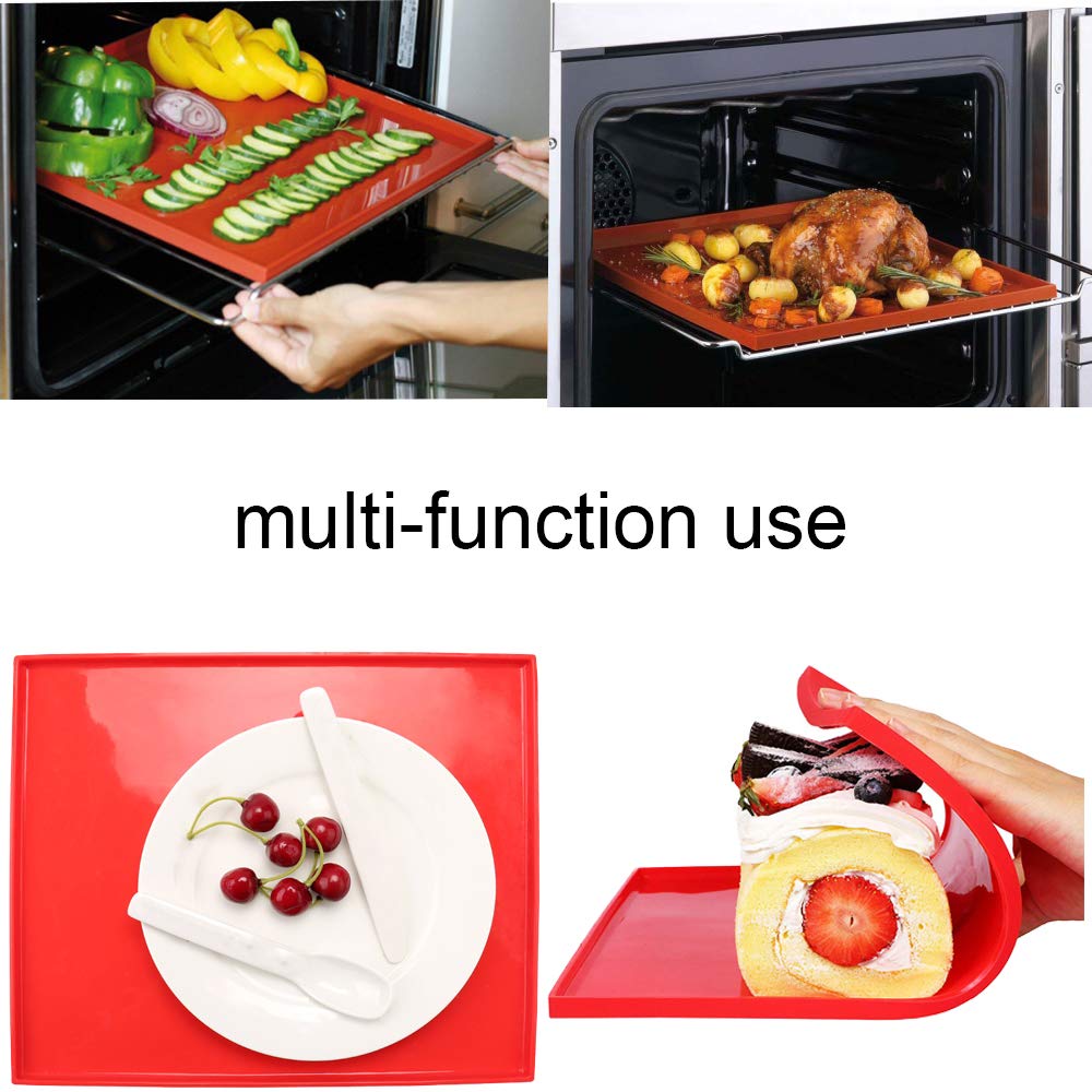 YUANAIYI Swiss Roll Cake Mat - Flexible Multipurpose Silicone sheet Nonstick jelly roll pan Baking Tray Pastry Mat Pizza Cookies Mold(set of 2)
