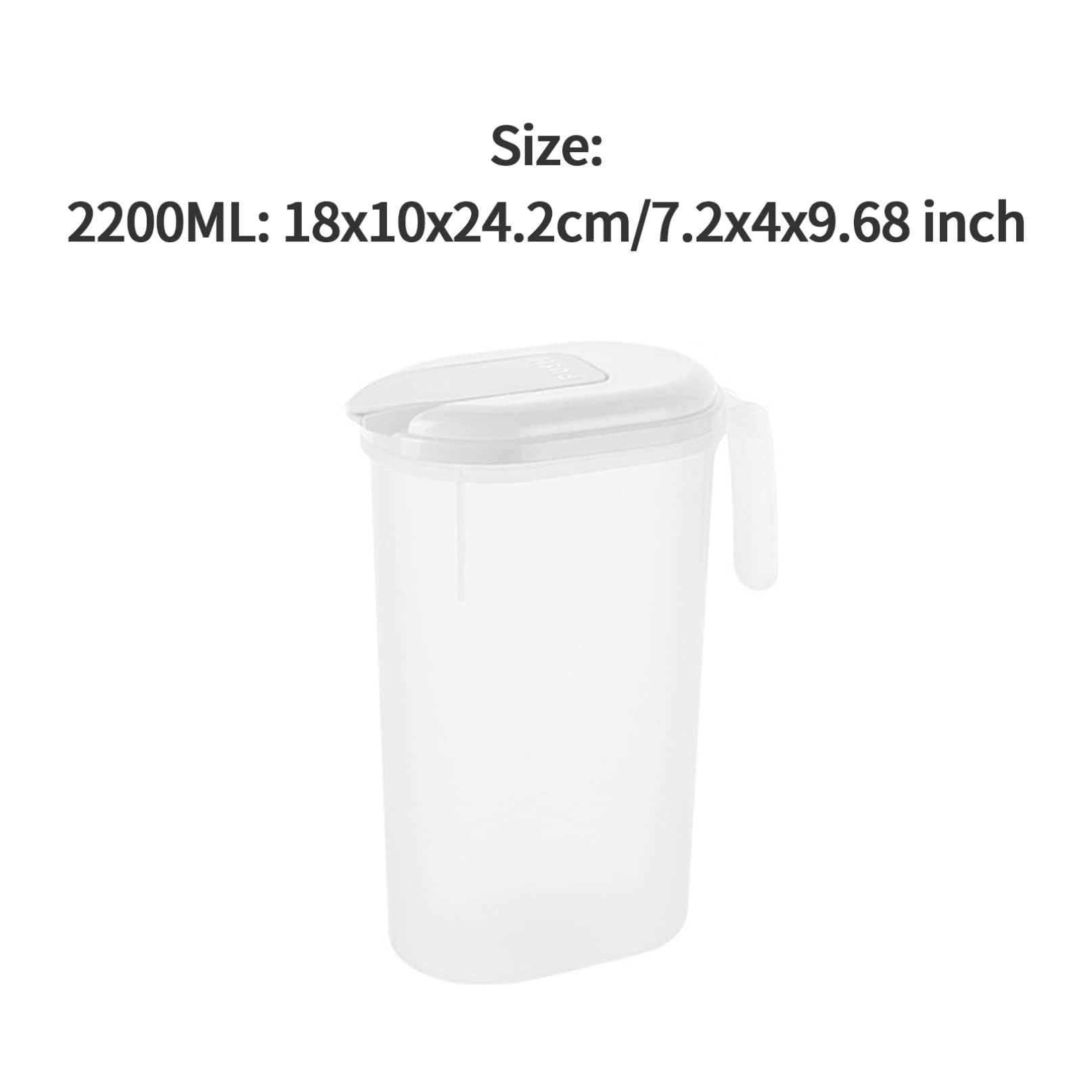 YiZYiF 1800ML/2200ML Water Pitcher with Lids Large Capacity Water Containers Cold Tea Juice Beverages Jug White 2200ML 2200ML