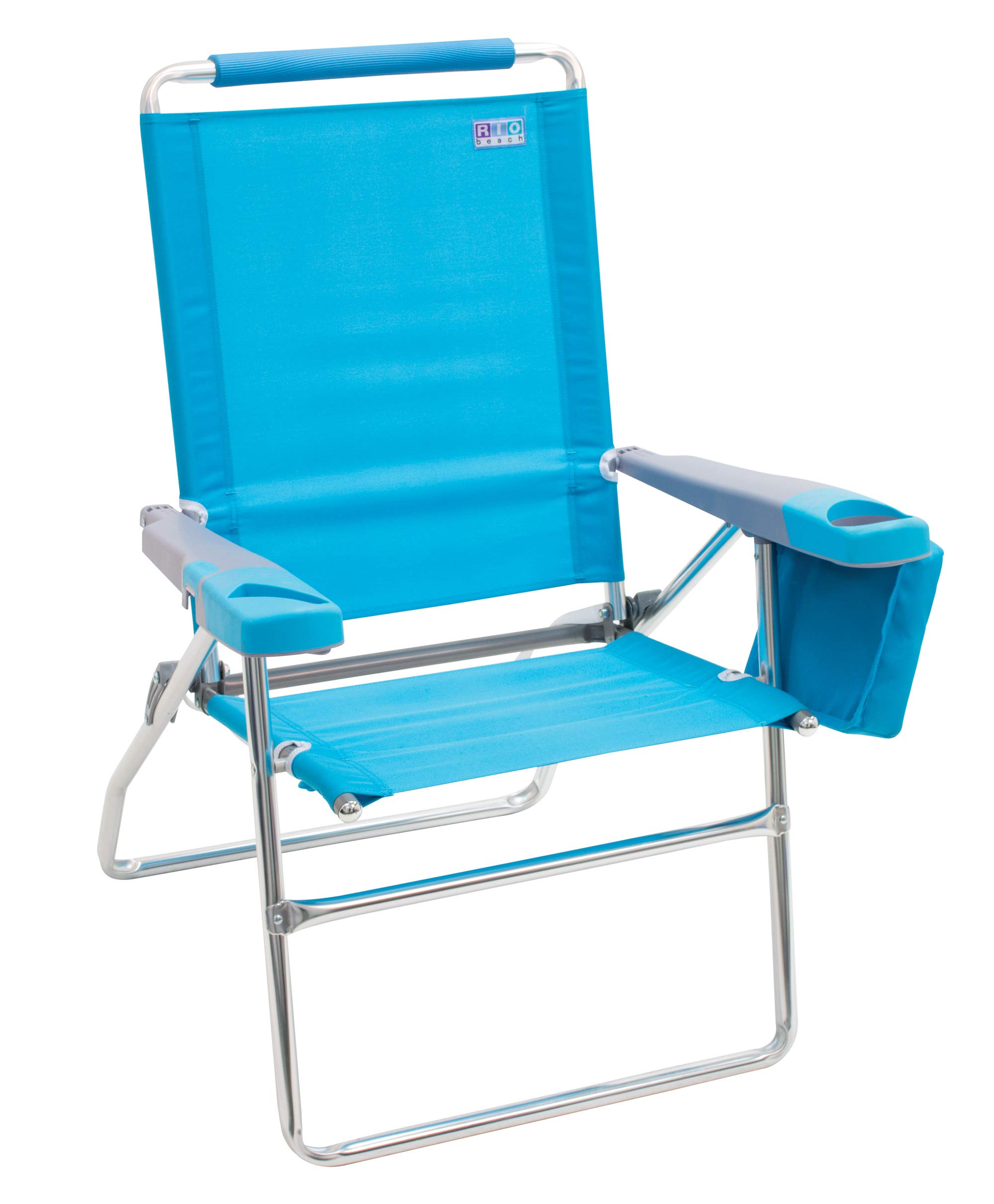 Rio Brands Rio Beach 17" Extended Height 4-Position Folding Beach Chair - Stripe | Turquoise