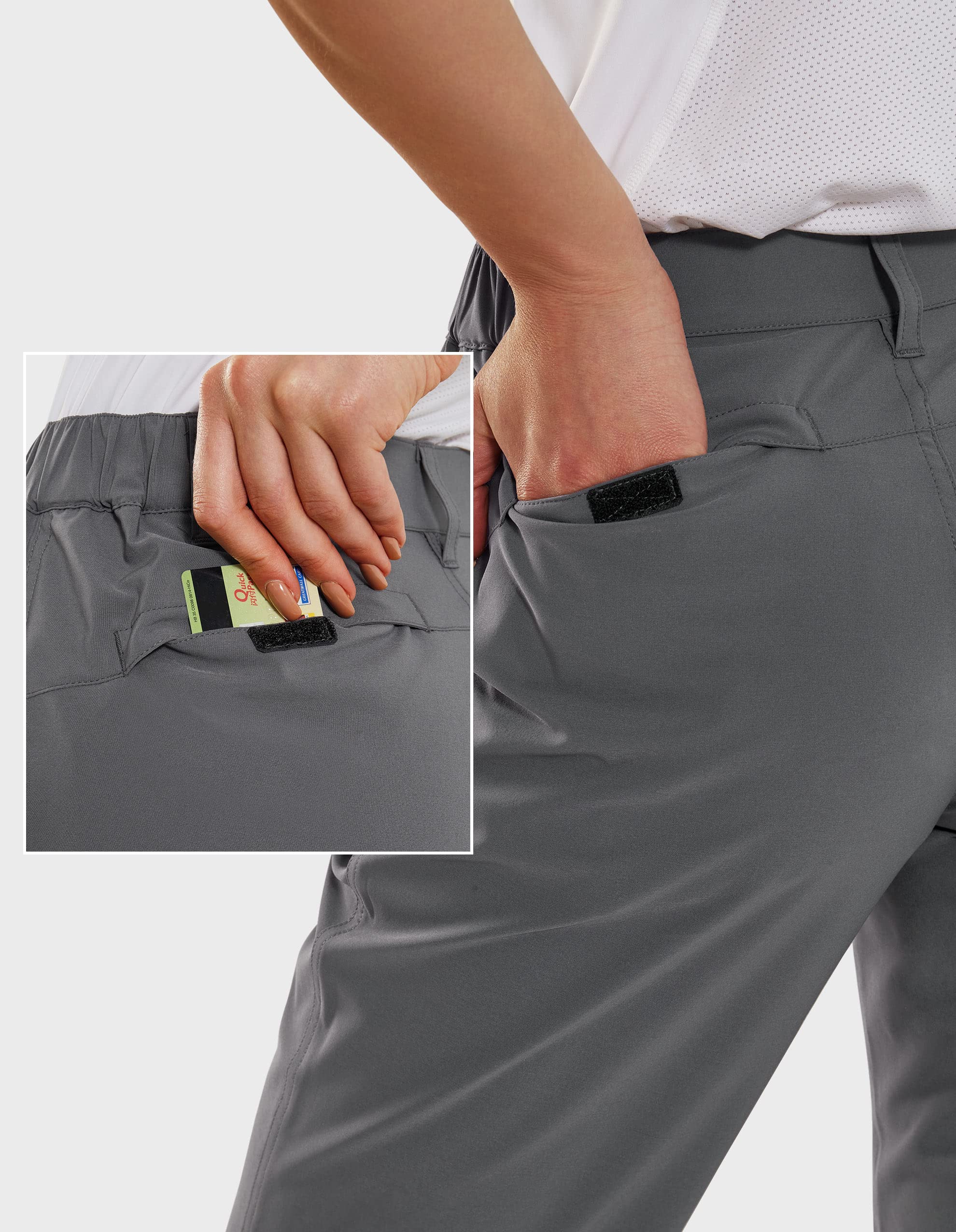 SPECIALMAGIC Knee Length Shorts Women Bermuda Quick Dry Shorts Stretchy Hiking Shorts Golf Lightweight Casual for Summer Grey