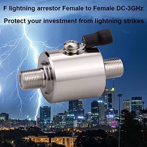 Whisary F Type Lightning arrestor Female to Female 75 ohm Cellular 2G 3G 4G LTE CATV Satellite with 90V Gas Tube Coaxial Lightning AressterĀ