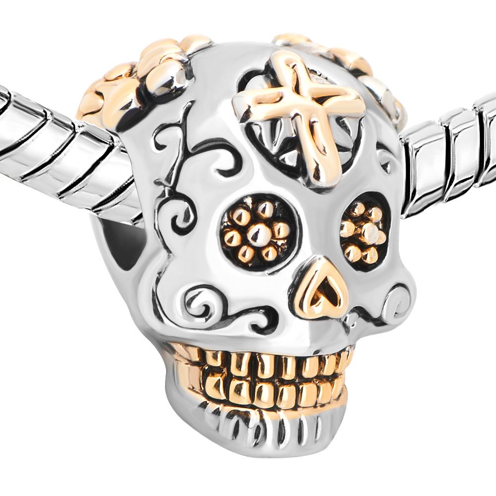 Q&Locket Cross Dia De Los Skull Charms For Bracelet