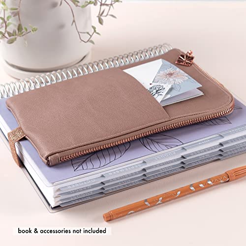 Ultimate Planny Pack - Rose Gold. Planner Accessory Pouch. Inside Pockets and Extended Metal Zipper. Elastic Band to Secure Around Planner or Notebook. Vegan Leather Organizer Case by Erin Condren.