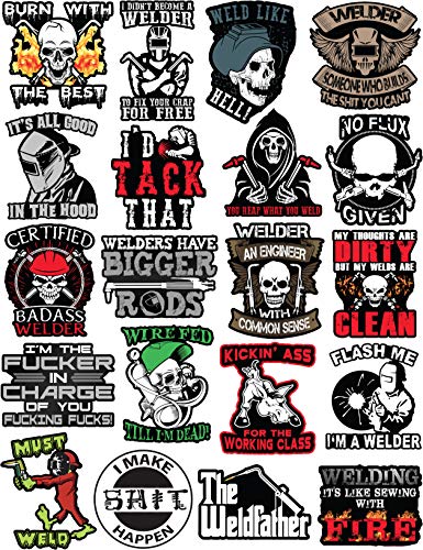 Welding Stickers for Welding Hood & Tool Box – 100% Vinyl Stickers – Stickers for Adults – Badass Welder Stickers Including, Flux, Rods, Hood, Flash, Fire, Welds
