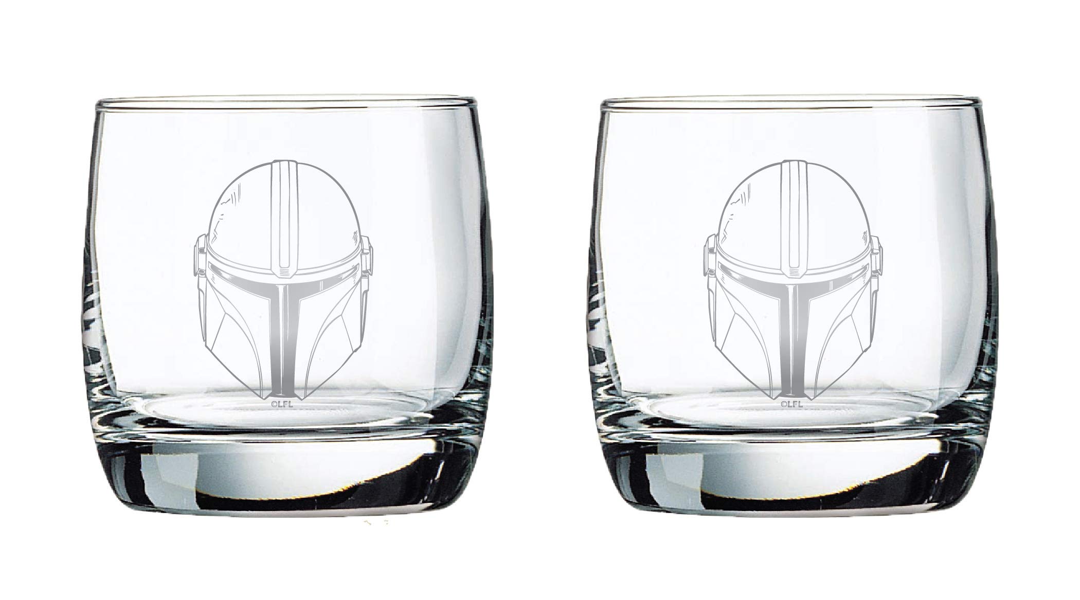 The Mandalorian Glass Set (Helmets) - 10 oz Capacity - Glasses 2-Pack - Star Wars Design - Heavy Base