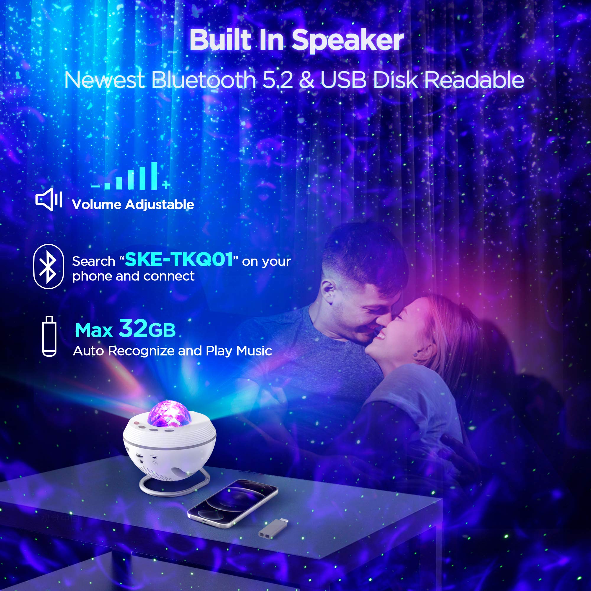 Star Projector & Night Light Projector, Galaxy Light Projector for Bedroom,Kids, Starry Light Projector with Smart App & Alexa, 10 Lighting Modes, Bluetooth, Remote, Sound-Activated and Auto-Off Timer