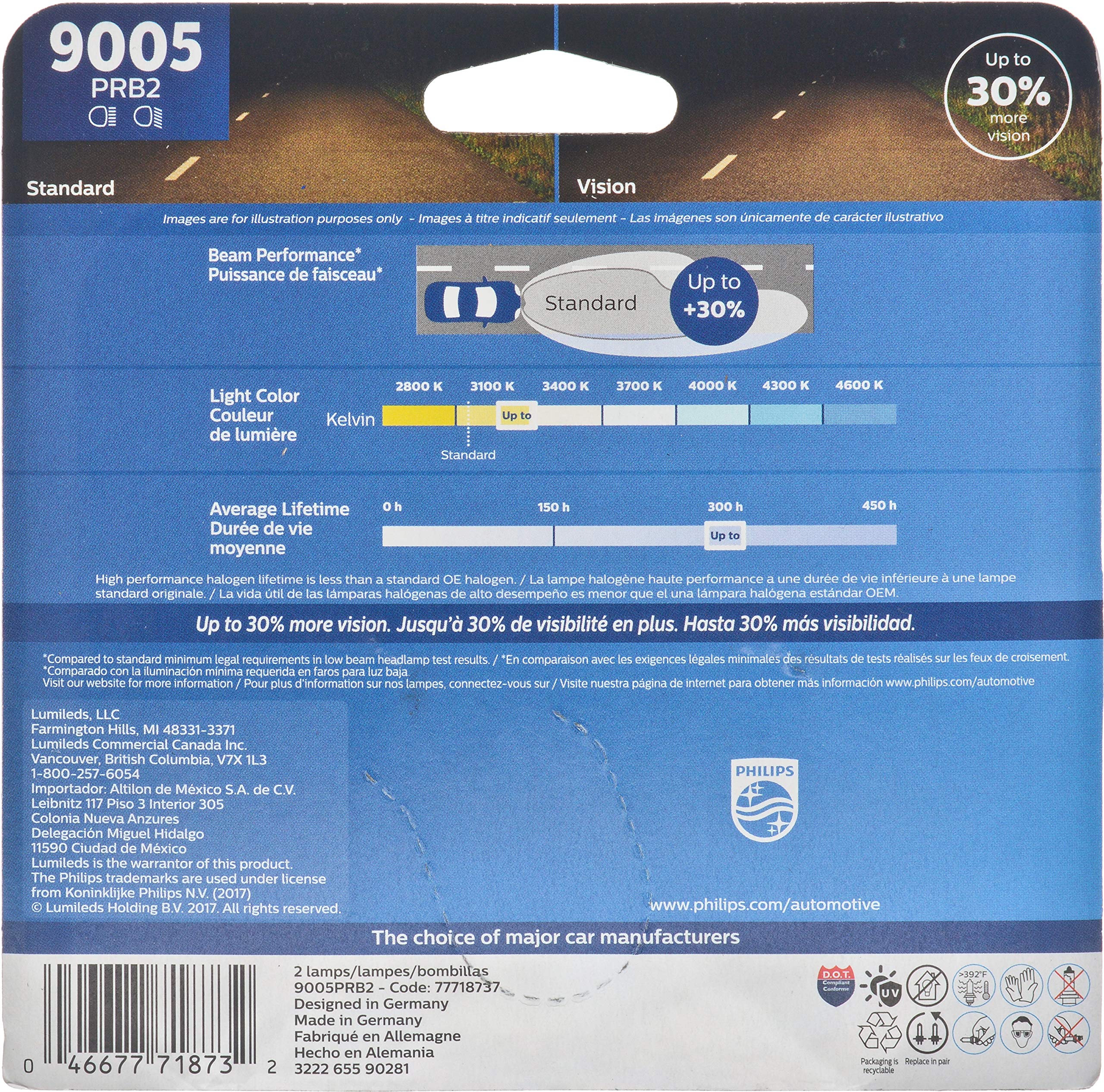 Philips automotive lighting 9005 CrystalVision Ultra Upgrade Bright White Headlight Bulb, 2 Pack (9005CVB2)