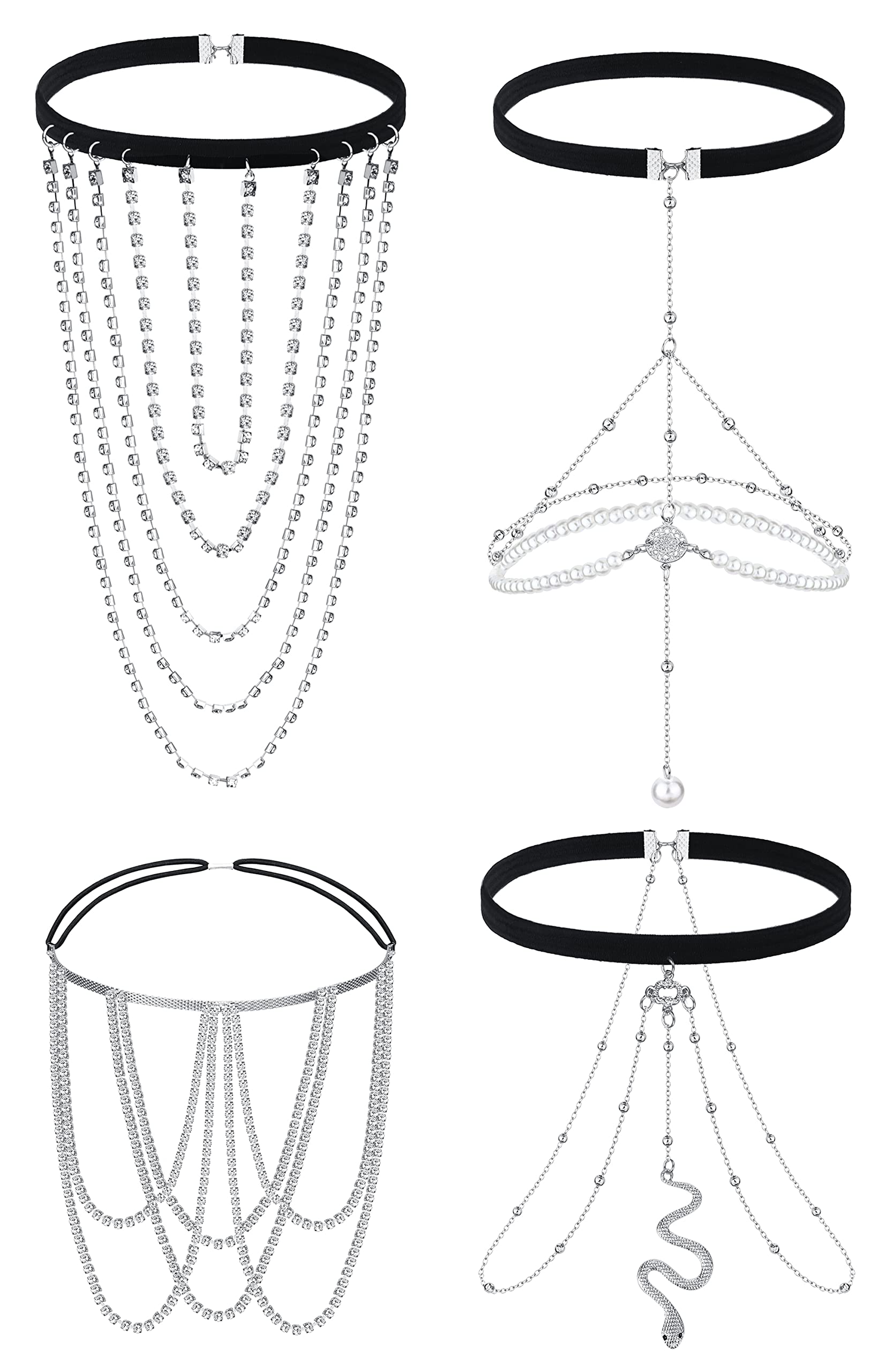 YADOCA 4 Pcs Thigh Chain Leg Chain Jewelry for Women Beach Boho Body Chain Snake Thigh Jewelry Gold Silver Tone