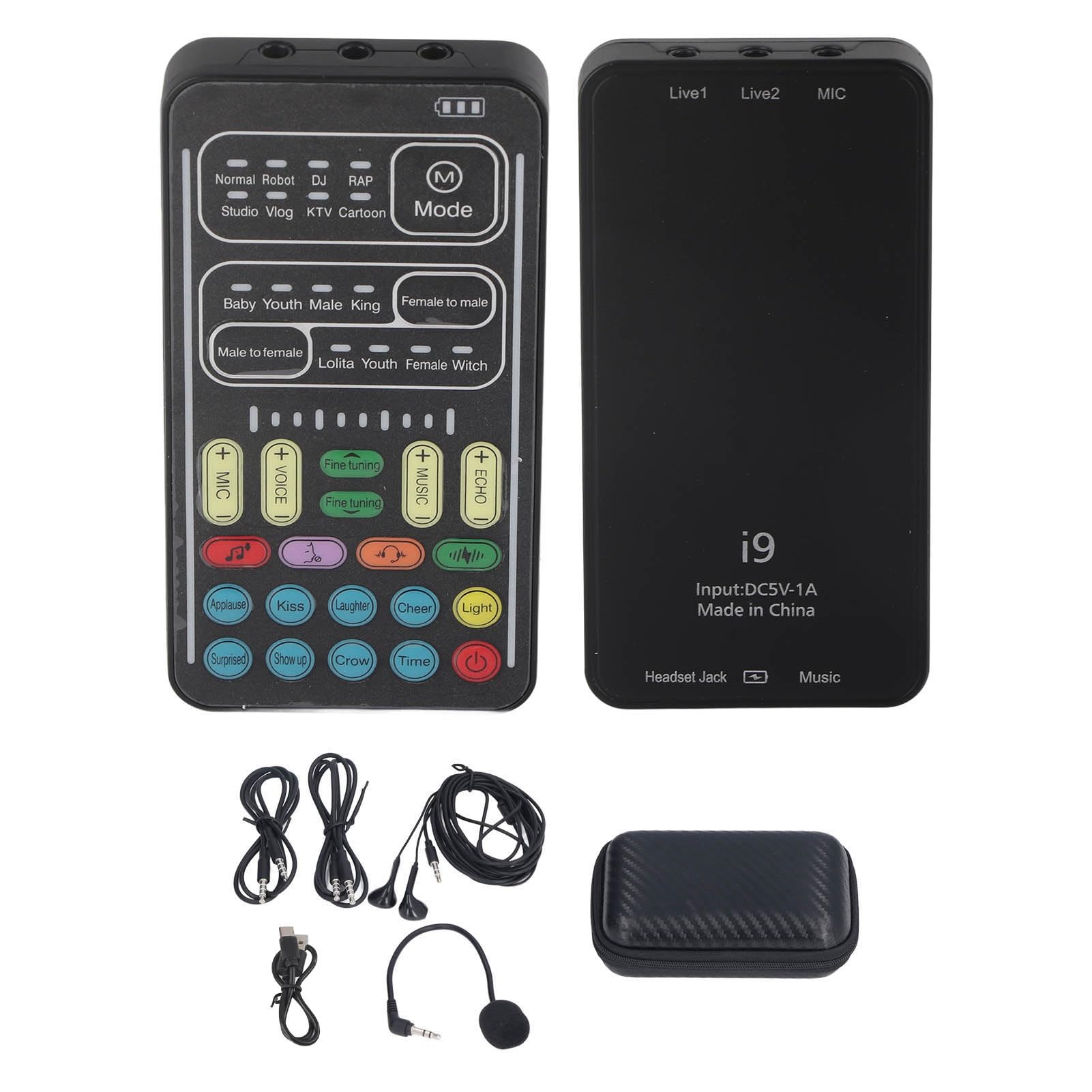 Voice Changer Disguiser, for PS4/PS5/ One/Phone/Computer PC/Tablet, Portable Mini Gaming Live Sound Card, 8 Kinds Sound Adjustable, Plug and Play