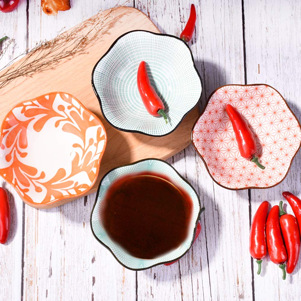 Whitenesser Soy Sauce Dish Dipping Sauce Bowl Seasoning Dishes Soy Dipping Sauce Dishes-Set of 4