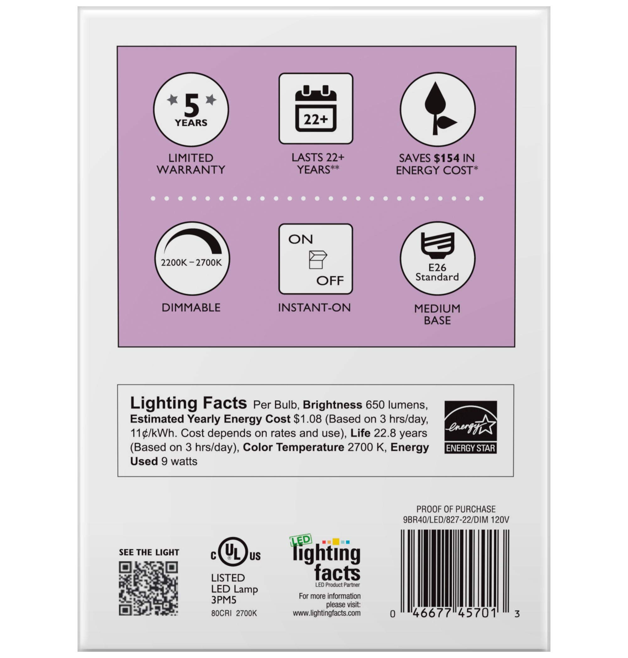 Philips LED Philips 457010 9w BR40 LED Dimmable Flood Soft White Bulb-65w equiv, 1 Count (Pack of 1)