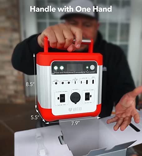 VATID Portable Power Generator,600W 518Wh Solar Power Generator,110V AC,12V Regulated DC,3.5hrs 100% Recharge,Pure Sine Wave,65W USB PD Rechargeable Power Generator