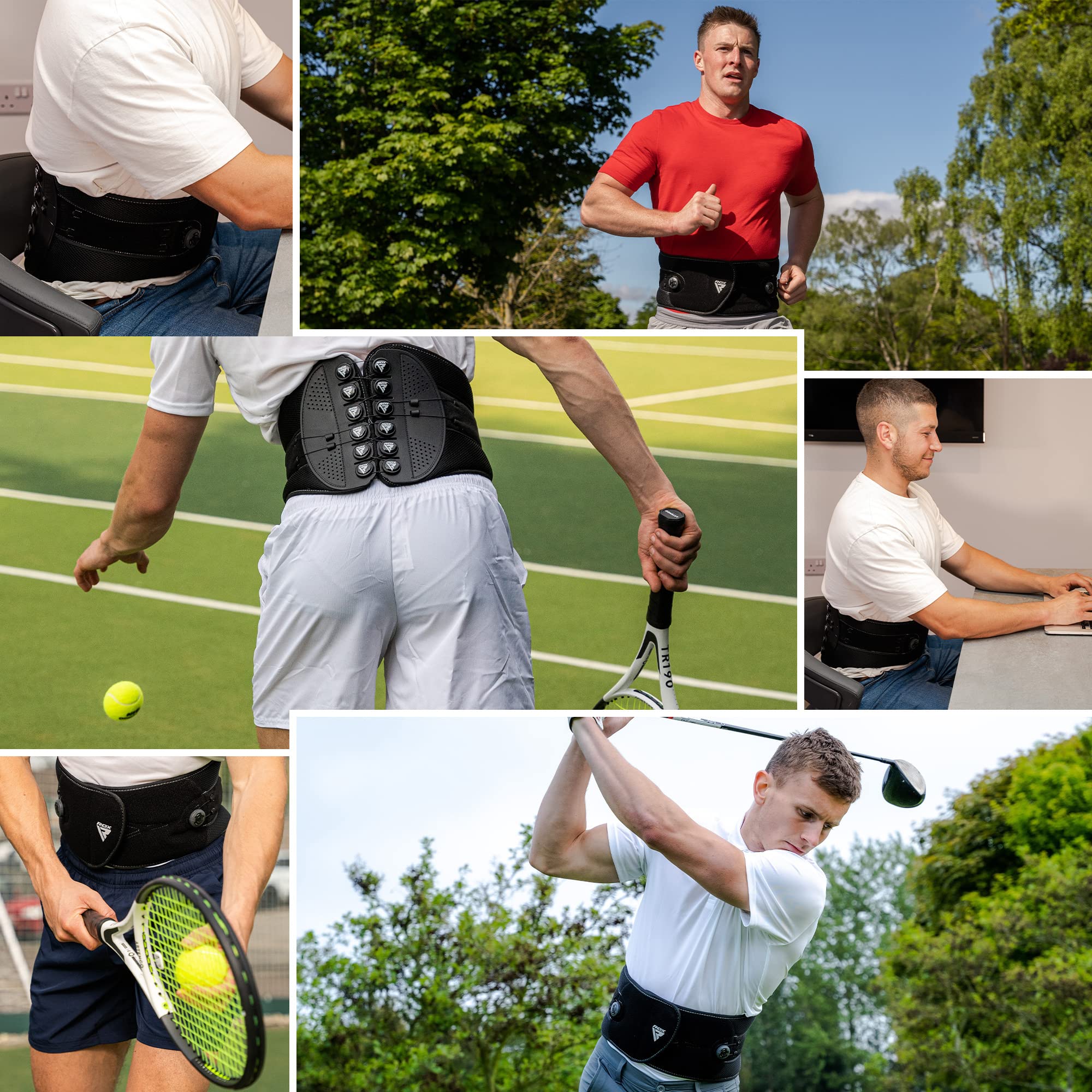 RDX Back Support Brace for Men Women, Breathable and Ventilated Smart Fit Locking Core Lumbar Belt, Adjustable Lower Posture for Home Gym Recovery Walking Running Workout Sports