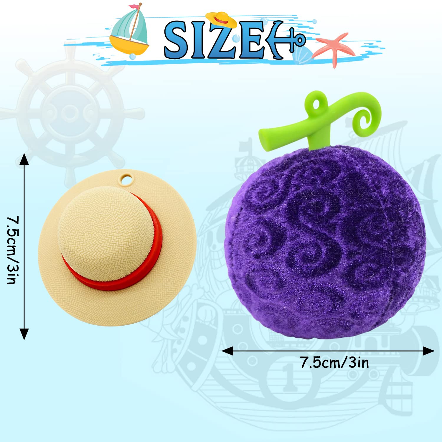 Yonune ZISDHNEO One-s Piece-s keychain,Devil-s Fruit Anime Plush Keychains,Car Backpack Key Chain Cosplay Luffy-s Straw-s Hat keychain