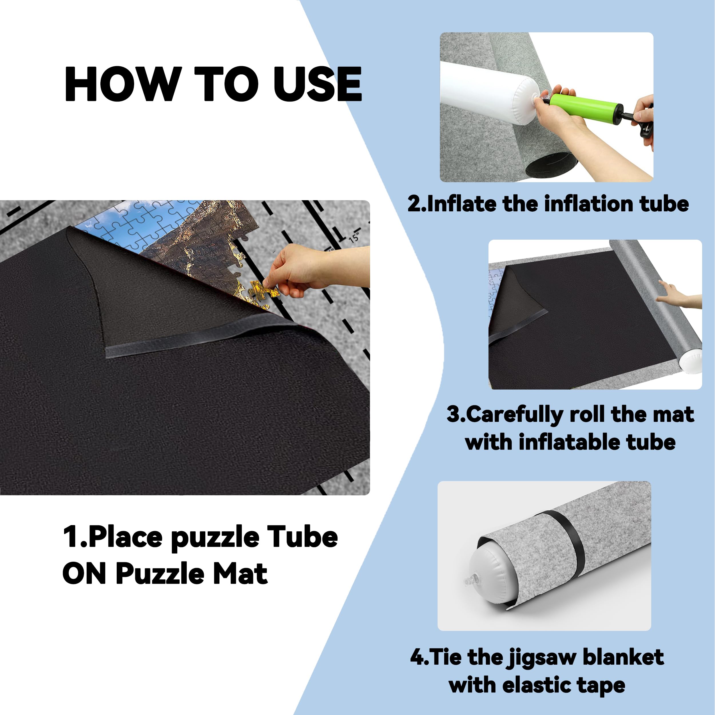 Puzzle Saver with Lid 1000 1500 Pieces Puzzles Board Storage Cover Transport Pump Glue Portable Felt Inflatable Stick Organizer Pad Tabletop Frame Travel Carrier Kit Table Top Rug Keep Cat away from