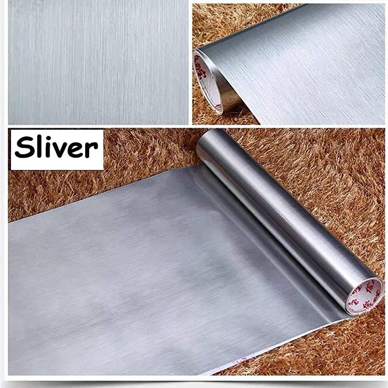 Yancorp Brushed Silver Contact Paper Stainless Steel Contact Paper Peel and Stick on Removable Countertop Self-Adhesive Kitchen Fridge Liner Covers (15.7"x78")