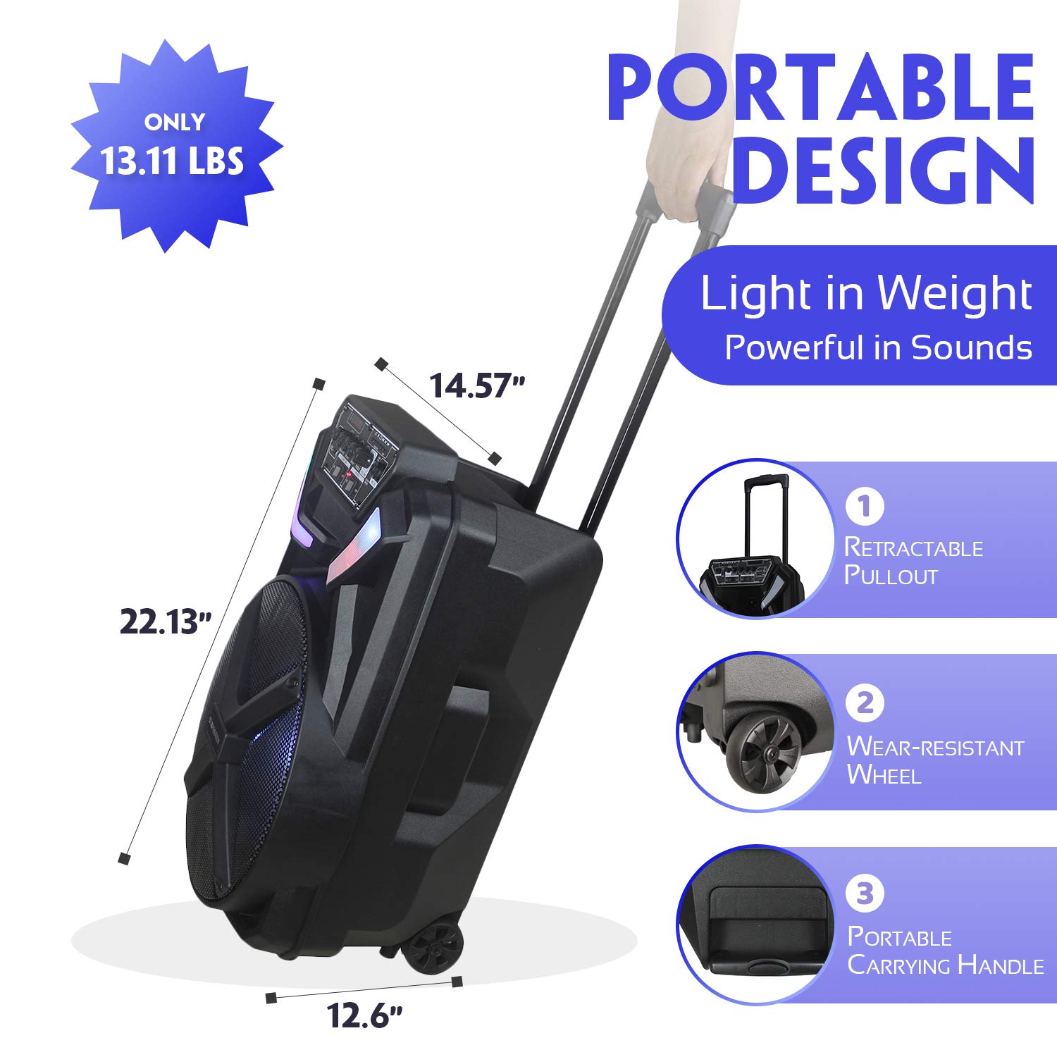 STARQUEEN Karaoke Machine for Adults and Kids 12 Inch Karaoke Speaker with Bluetooth Portable Pa Speaker with TWS/Mic Priority/LED Light Ideal for Home Party Speech Outdoor