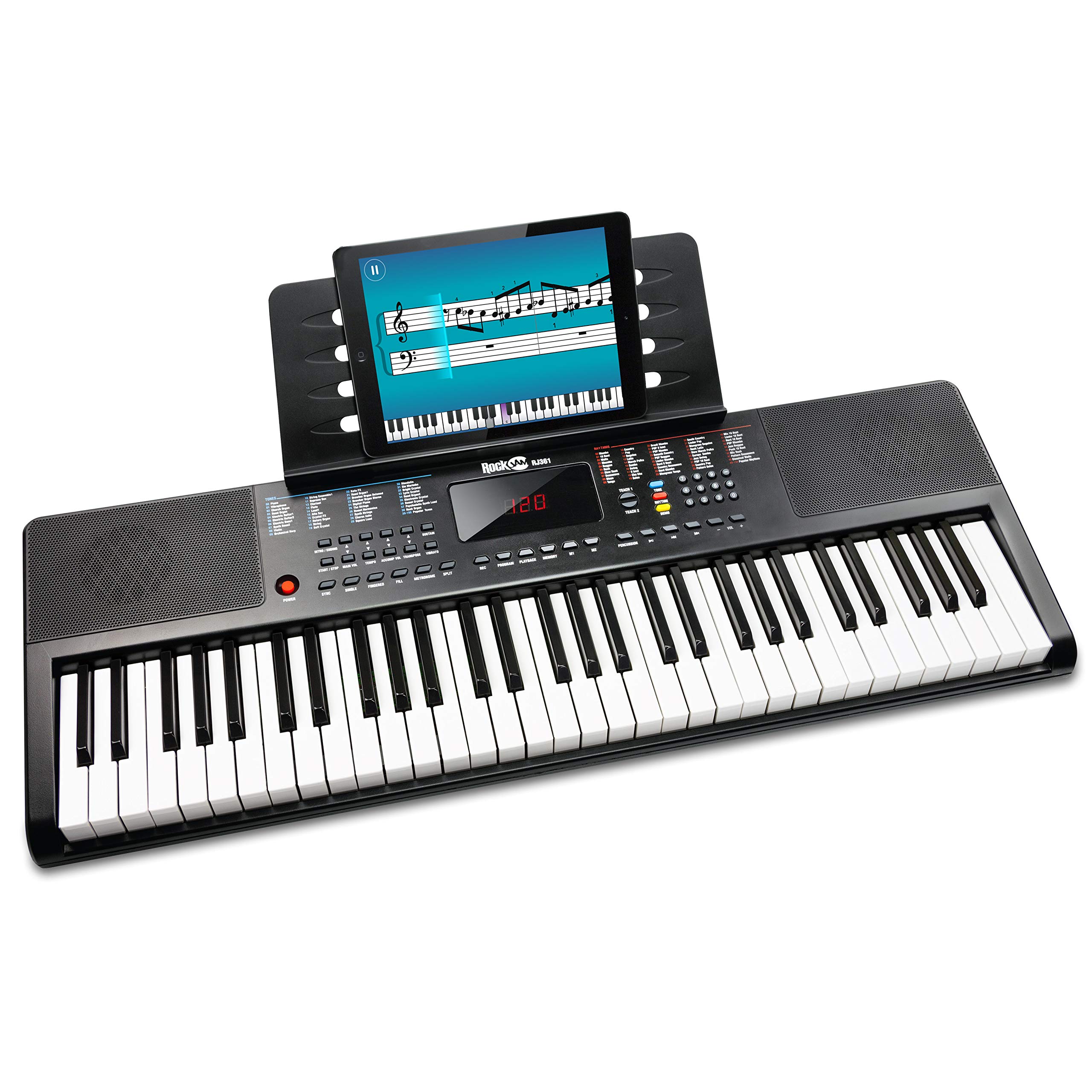 RockJam 61 Key Keyboard Bundle with Stand, Power Supply & Accessories