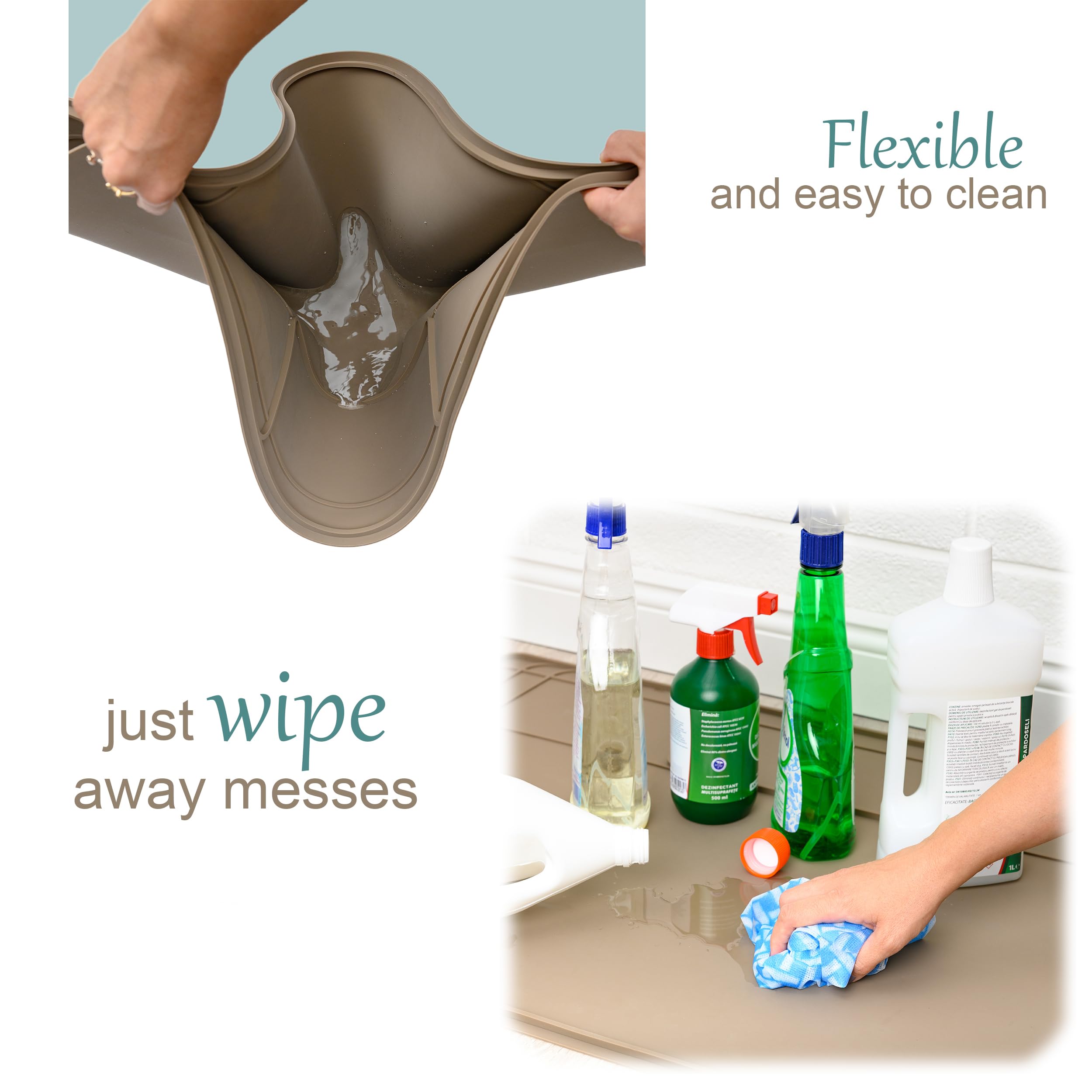 The Original Under Sink Mat - Silicone Waterproof mat, Adjustable, Easy to Clean, Kitchen cabinet liner, Disifenction Surface - 34" x 22" or smaller