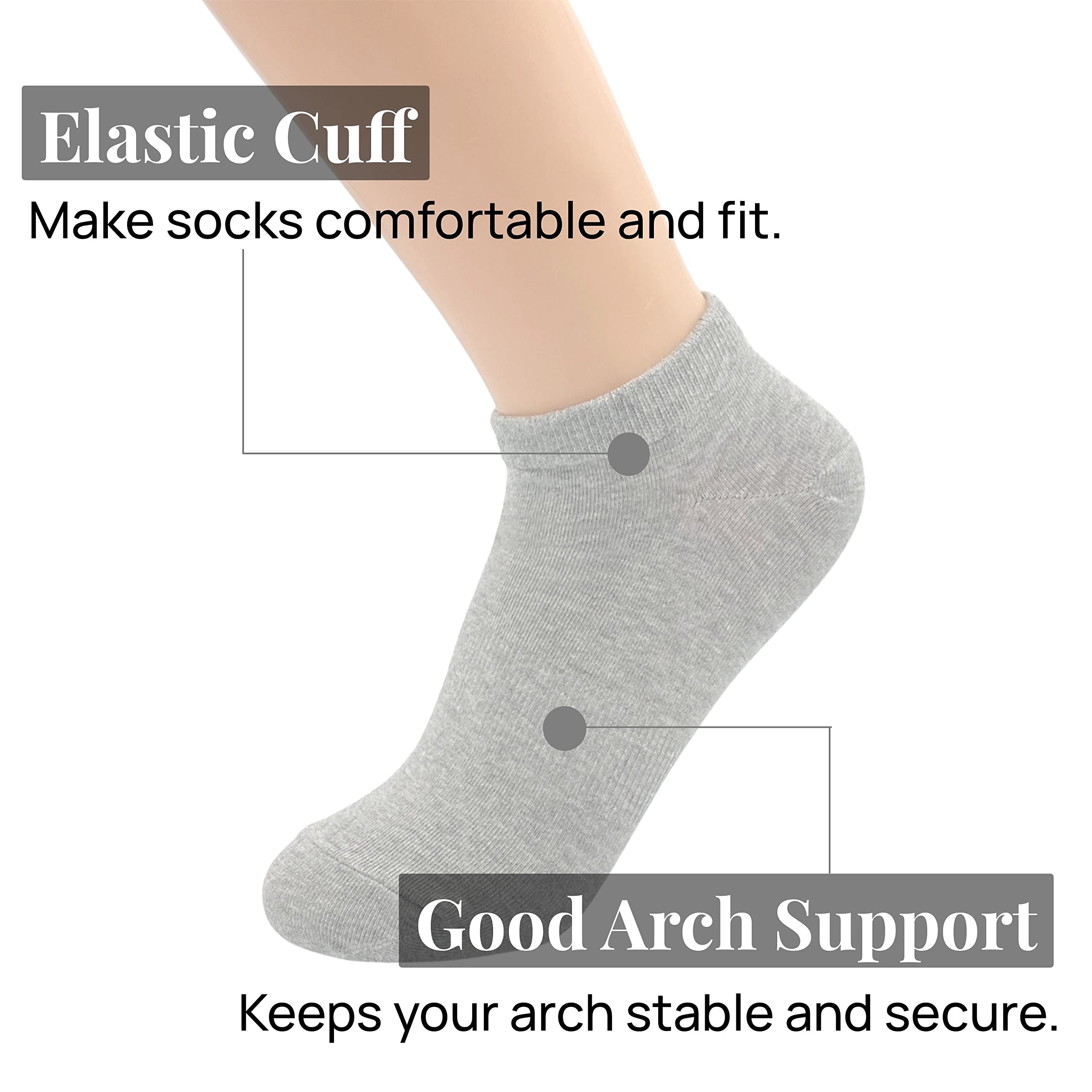 Yoon's PICK No Show Low Cut Cotton Casual Athletic Ankle Socks for Men and Women (6pairs) (as1, alpha, s, m, regular, regular, Black)
