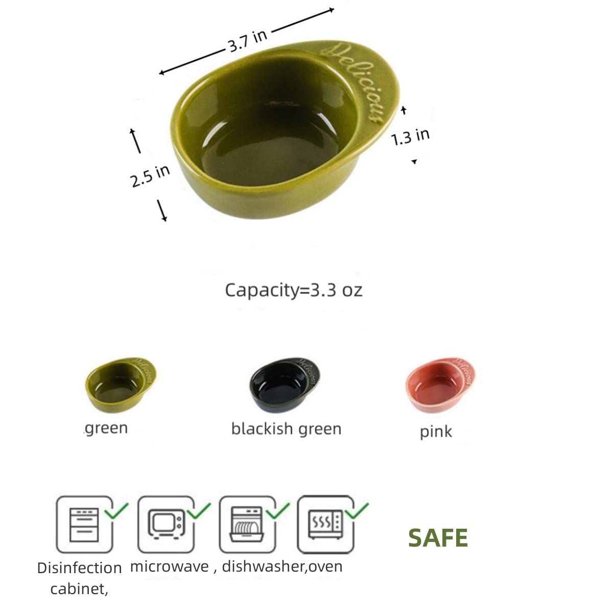 yaocoral 3 Pack 3 oz Mini Ceramic Dipping Sauce Bowls,Soy Sauce Dish,Small Dipping Bowls for Soy,Side Dish,ketchup,Sushi,BBQ,Condiment,Hats Shape,Stackable,Freezer Microwave Safe