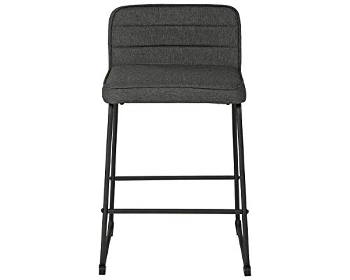 Signature Design by Ashley Nerison 26" Modern Upholstered Counter Height Bar Stool, 2 Count, Dark Gray