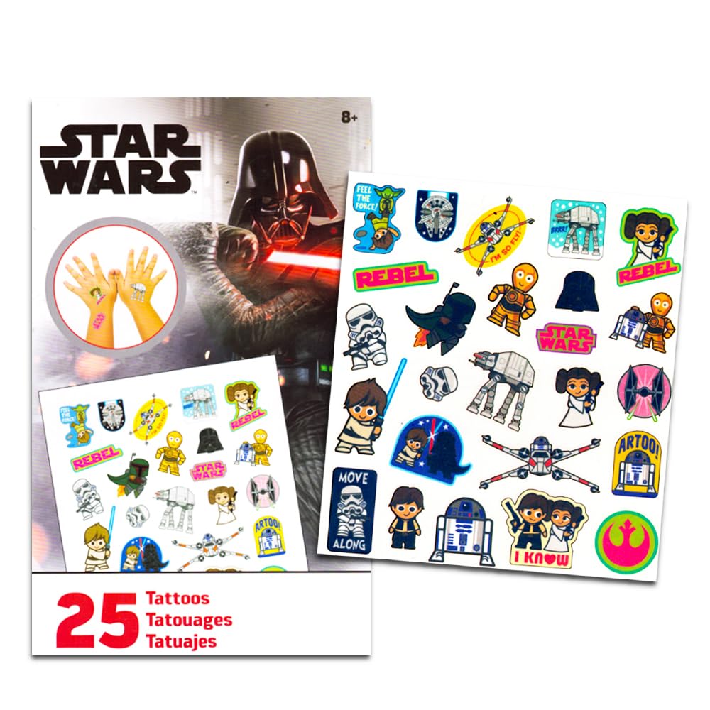 Star Wars Temporary Tattoos Ultimate Party Favors Set ~ Bundle Includes Over 100 Star Wars Tattoos From Episodes 1-9 (Star Wars Parts Supplies)