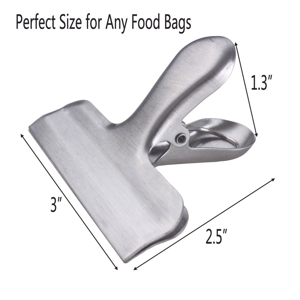 Z ZICOME Heavy Duty Thicker Stainless Steel Chip Bag Clips Clamps, 3-inch (8 Pack)