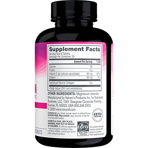 NeoCell Super Collagen Plus Vitamin C, Skin, Hair and Nails Supplement, Includes Antioxidants, Tablet, 120 Count, 1 Bottle