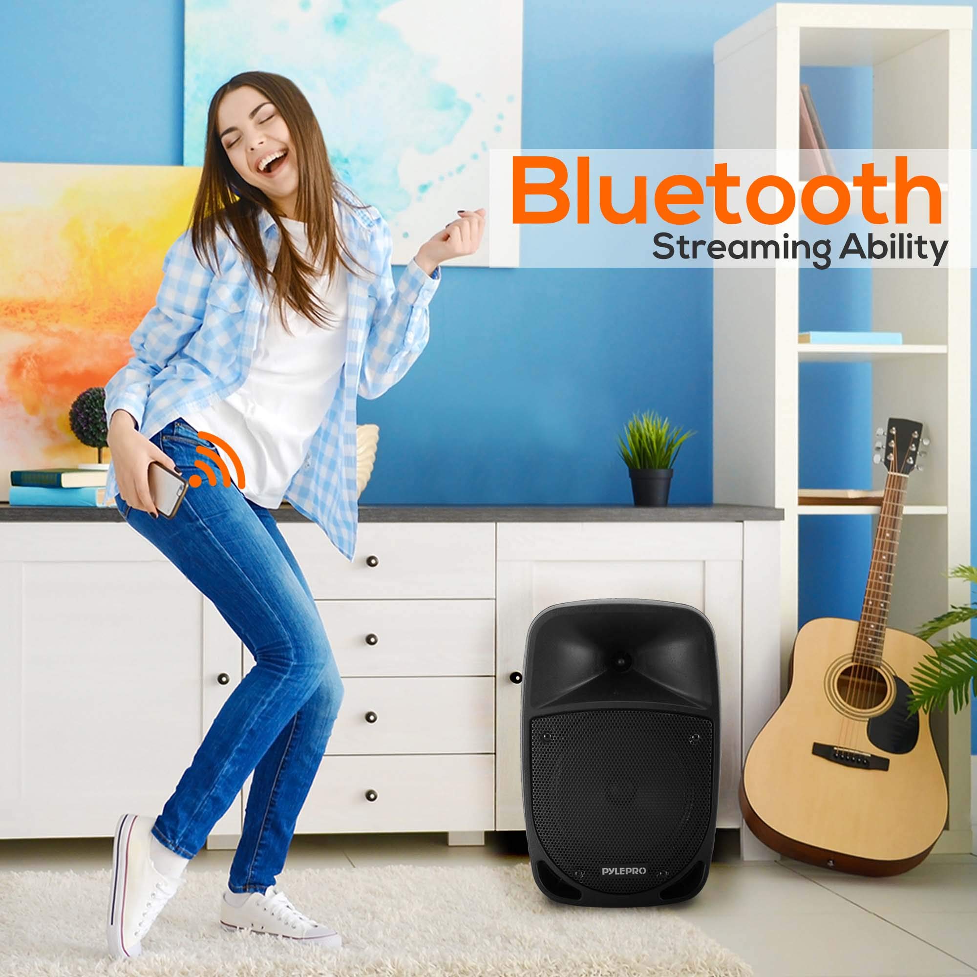 Pyle 800W Portable Bluetooth PA Speaker - 8ββ Subwoofer, LED Battery Indicator Lights w/ Built-in Rechargeable Battery, MP3/USB/SD Card Reader, and UHF Wireless Microphone - Pyle PSBT85A,Black