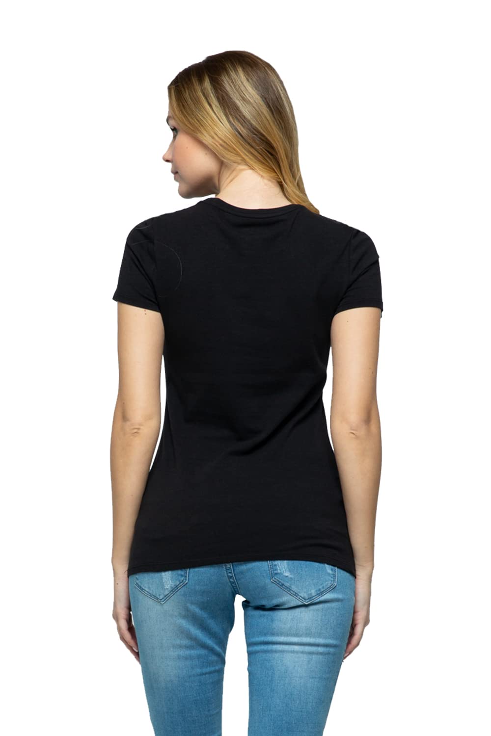 Women's Basic Solid Active Soft Cotton Short Sleeve V Neck Slim Fitted Top T-Shirts in Yellow - S