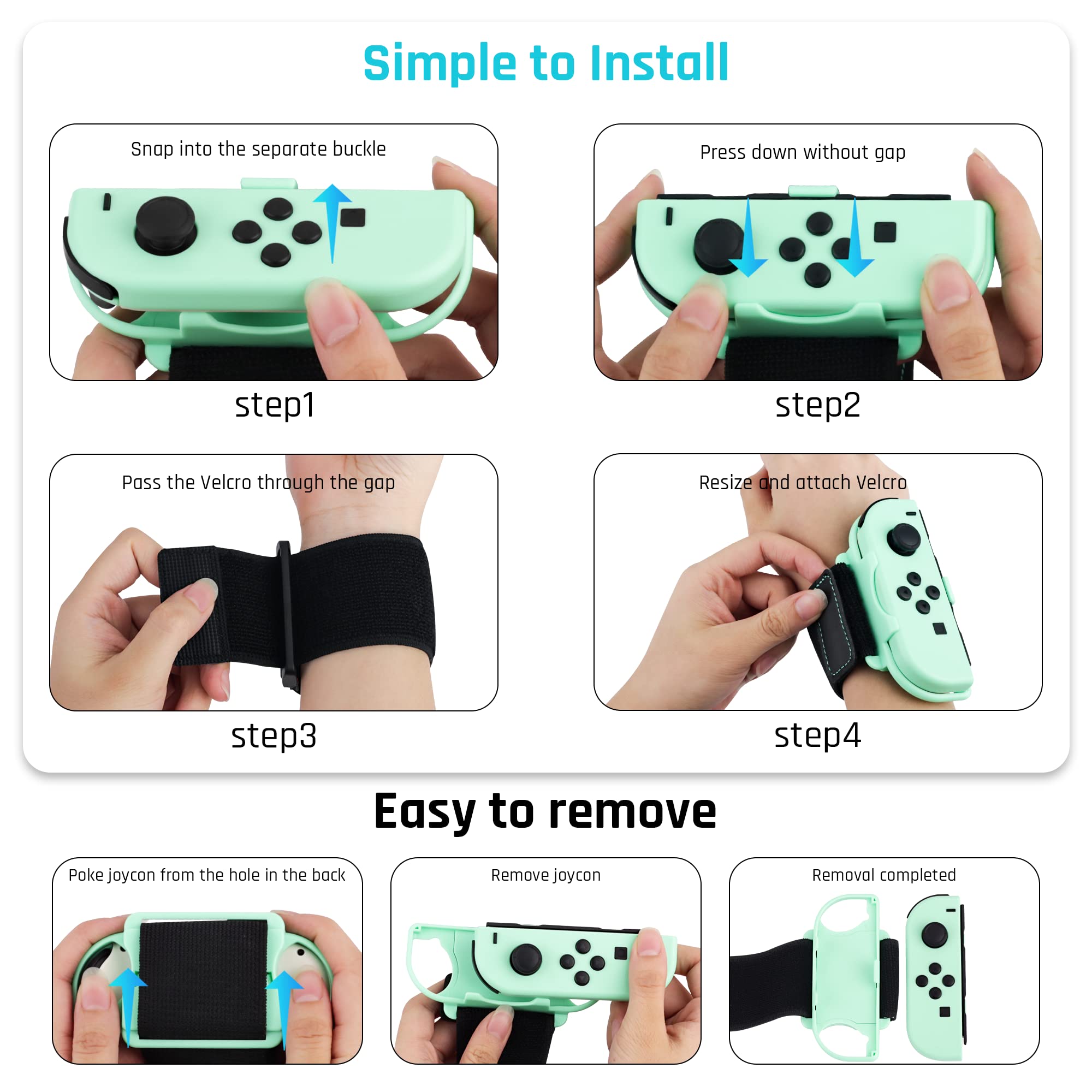Wrist Bands for Dance 2024/2023/2022/2021/2020, FANPL Adjustable Elastic Straps for Nintendo Switch & Switch OLED Joycon Controller, 2 Pack Switch Dance Game Accessories for Animal Crossing Blue Green
