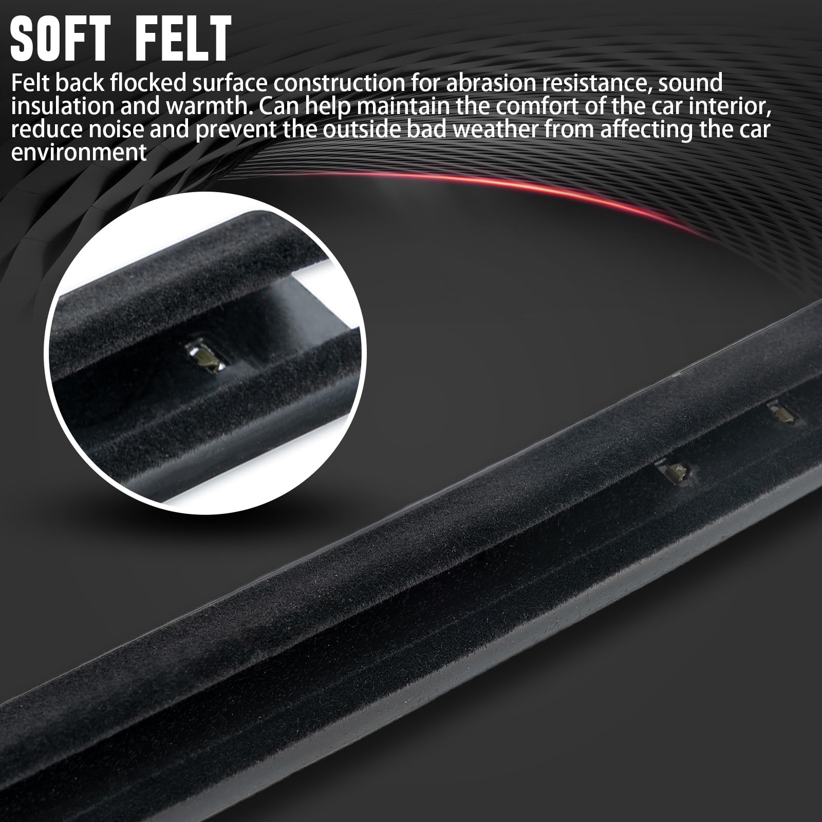 WEILEITE Rear Tailgate Liftgate Trunk Hatch Inner & Outer Car Window Molding Sweep Felt Trim Seal Weatherstrip Kit Compatible with Ford Bronco 1978-1996 Replace KF2027(2Pcs)