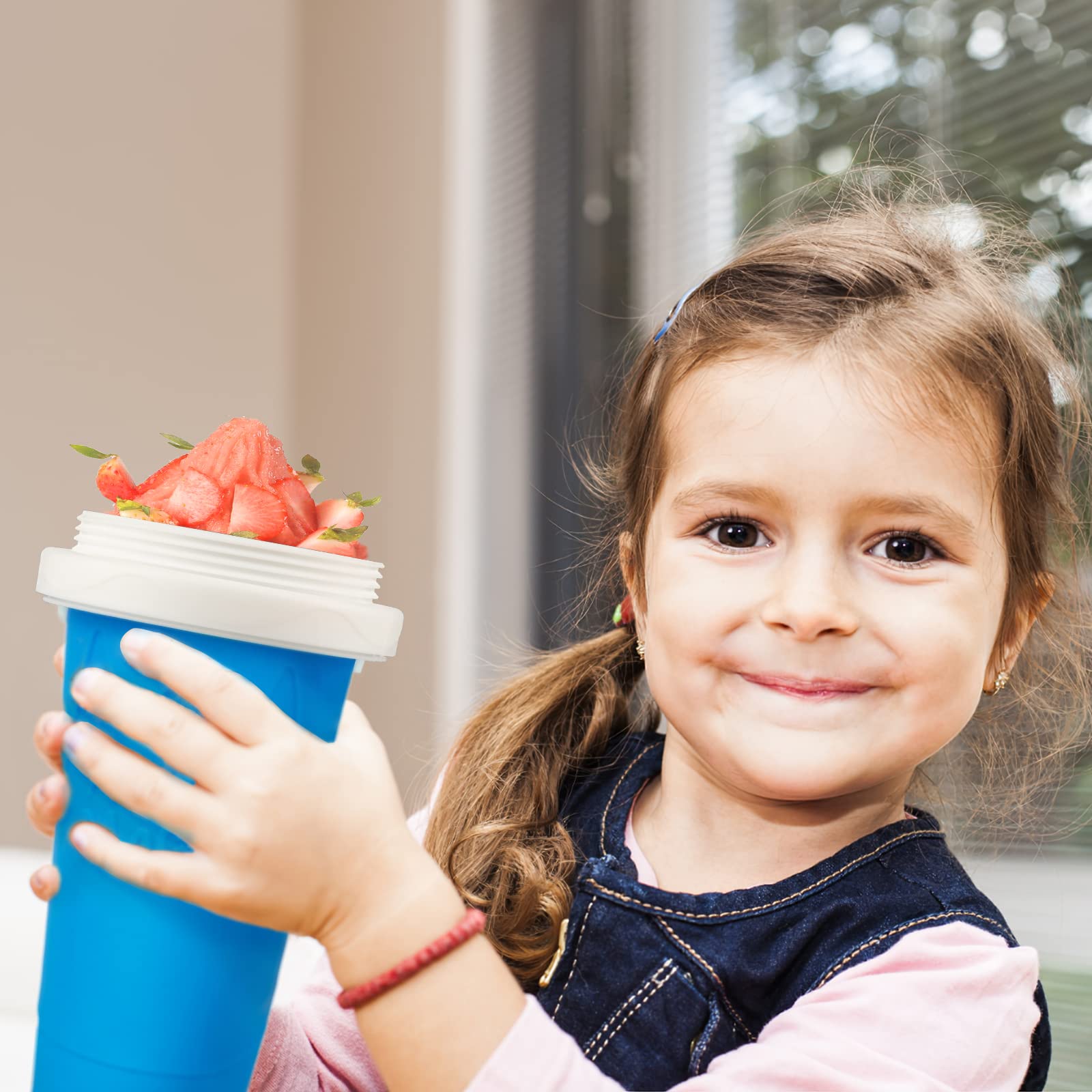 Slushie Maker Cup,FUROLD Frozen Magic Squeeze Cup Slush Cup DIY Slushies Cup Smoothies Double Layers , Homemade Slushie Machine w/ Straw and Spoon, Ice Cream Maker Cool Stuff Gifts for Kids & family