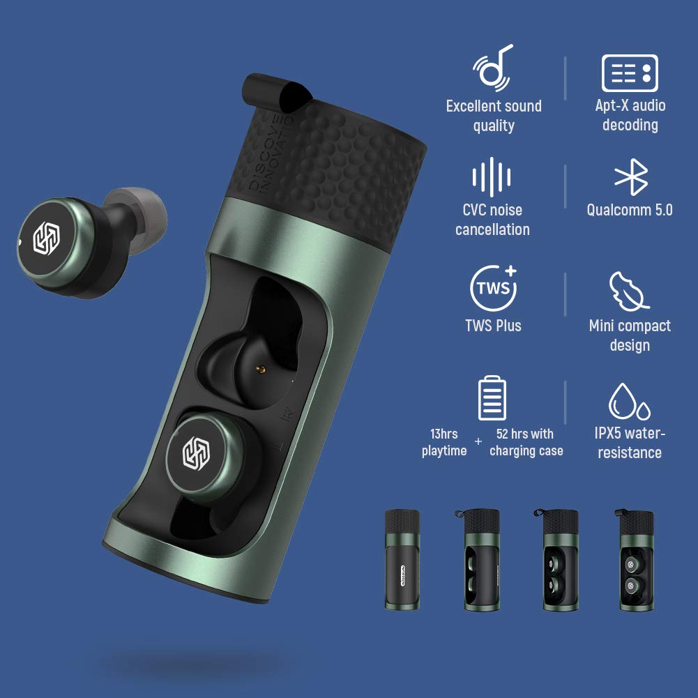 Nillkin Comfortable Wireless Earbuds, True Wireless Earbuds Bluetooth 5.0 65 Hours Battery Life with Charging Case Bluetooth Headphones Mic True Wireless Headphones Deep Bass for Sport S21 Ultra