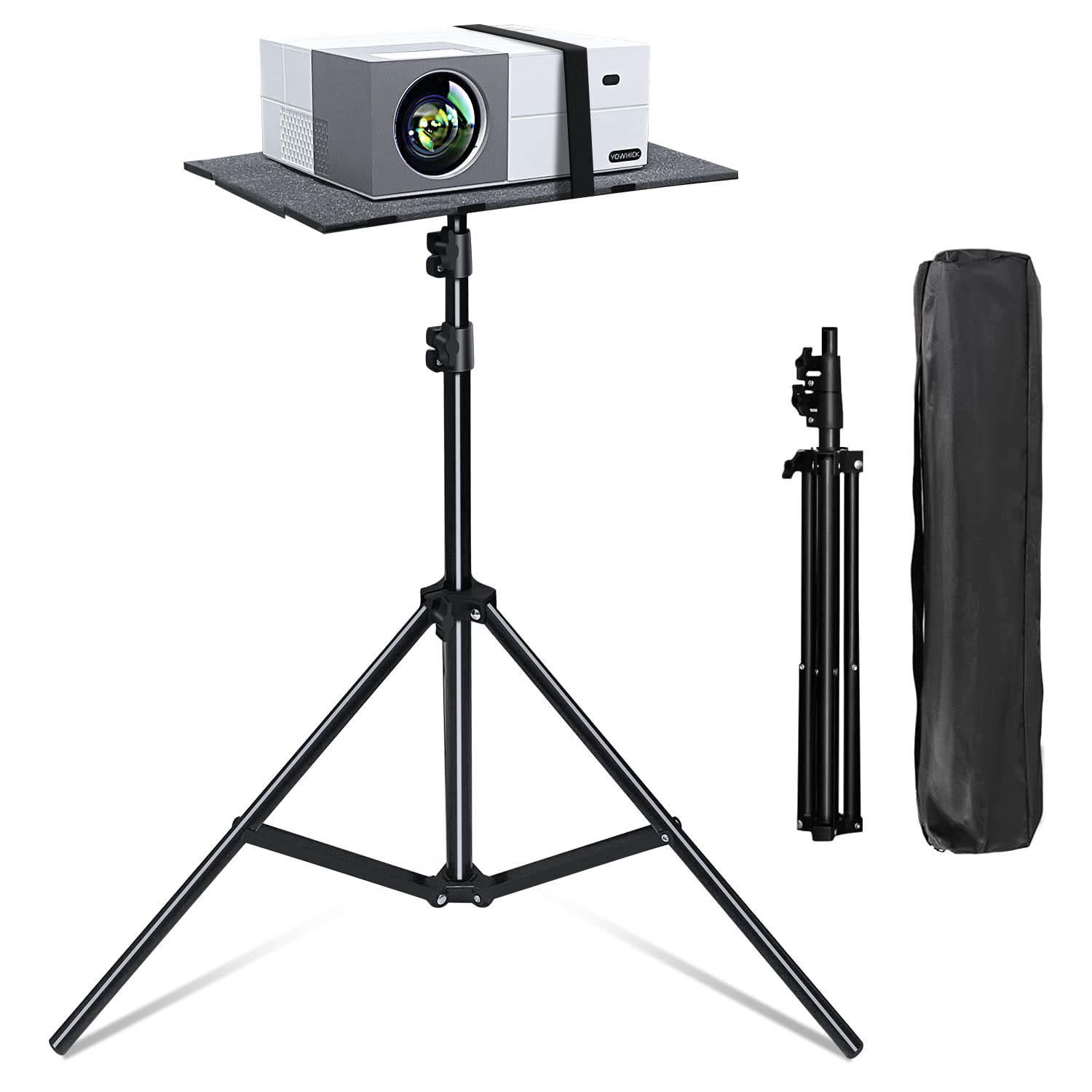 YOWHICK Projector Tripod Stand for 23" to 61", Foldable Laptop Tripod, Multifunctional DJ Racks/Projector Stand with Adjustable Height, Perfect for Office, Home, Stage or Studio