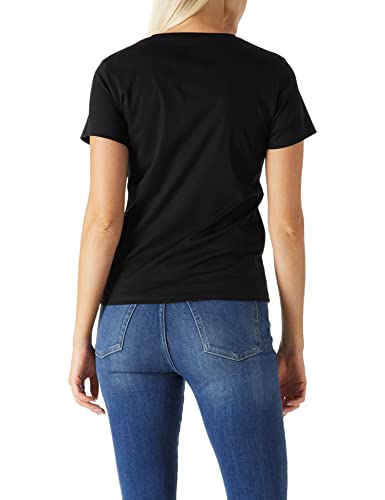 Women's Crewneck T Shirt Classic Short Sleeve Tee Soft Cotton Silk Tencel Fabric Tops (Black L)