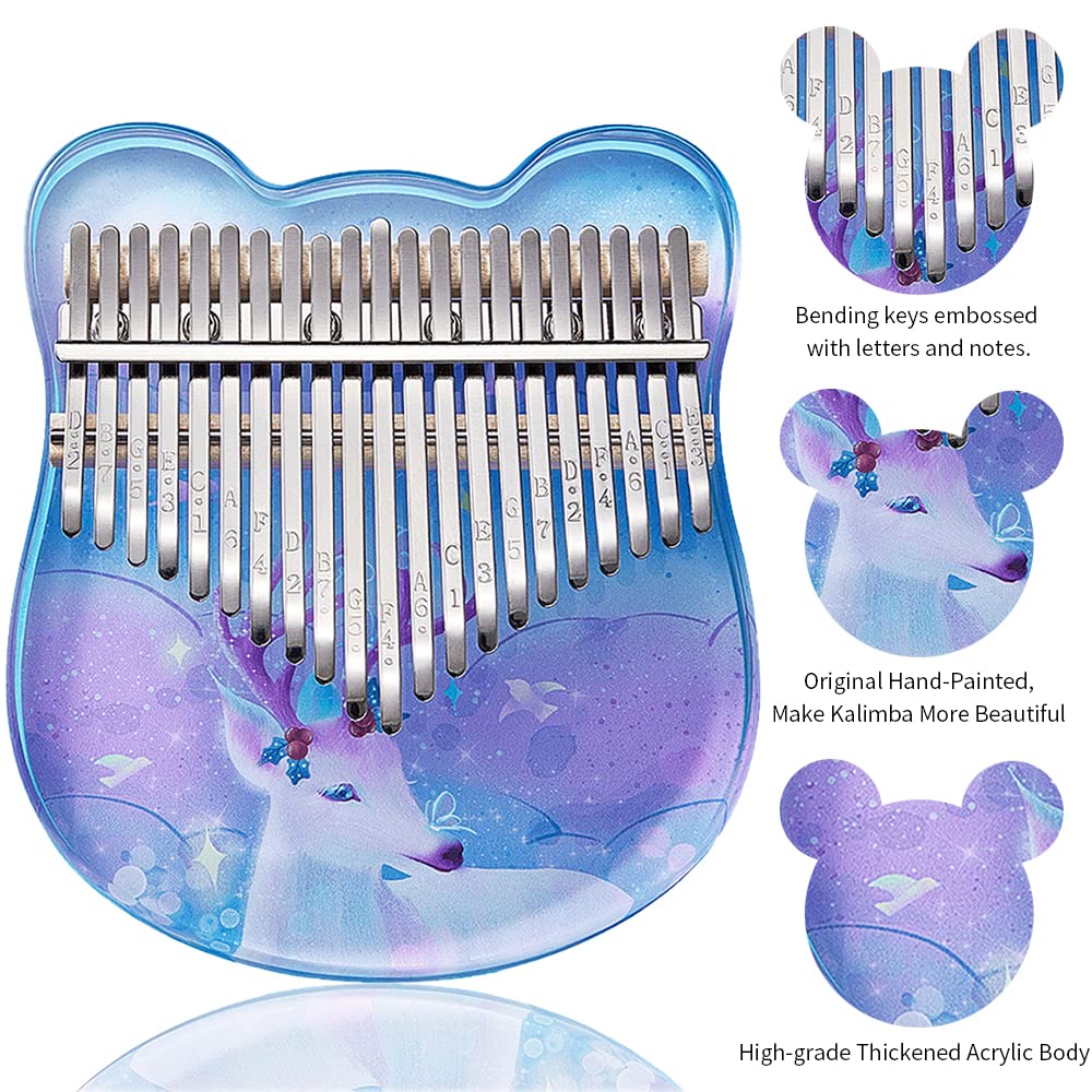 Yasisid Kalimba Thumb Piano for Kids, Adults and Student Beginners Easy to Learn Portable Musical Instruments Gifts, with Hard Case Bag, Tuning Hammer and Instruction (21 Keys, Painted)