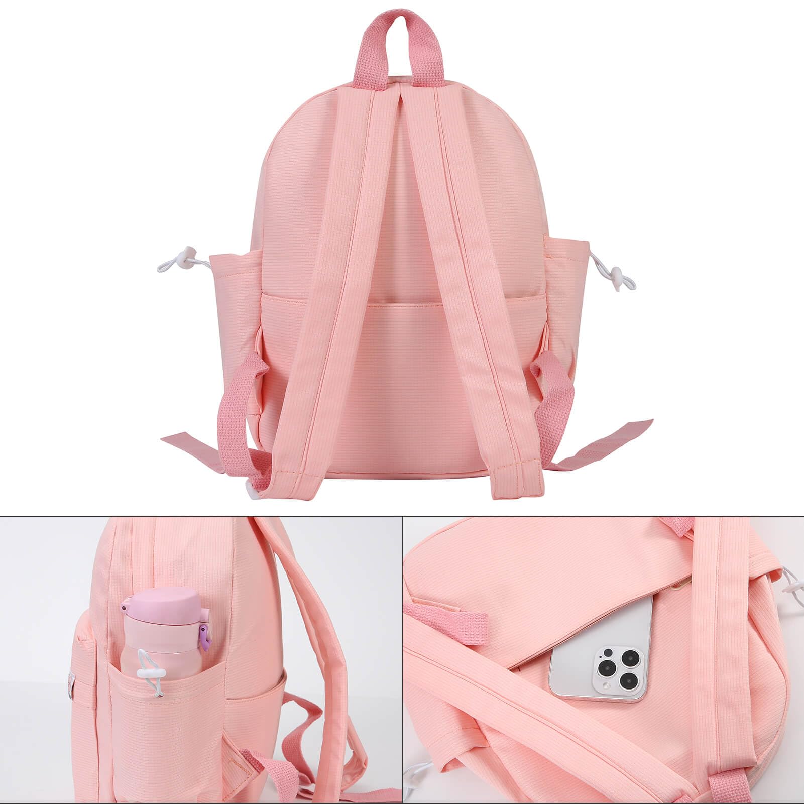 Phaoullzon Girls Mini Backpack Purse for Teens Kids Small Aesthetic Backpacks with Bear Pendant, Pink