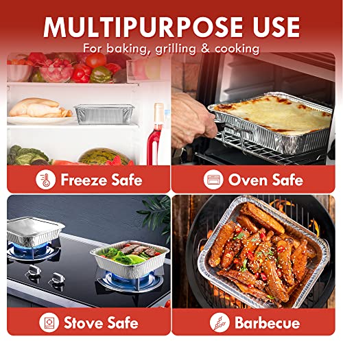 ZALAXY 8" Square Disposable Aluminum Cake Pans with Lids, Foil Pans Food Containers Perfect for Baking Cakes, Cooking, Roasting, Homemade breads (20 Pack)